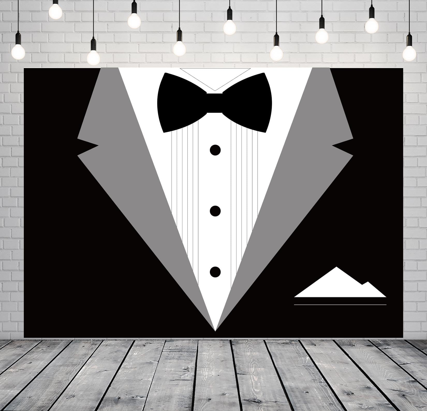 Amazon.com : BELECO 8x6ft Fabric Gentleman Tuxedo Backdrop Black and ...