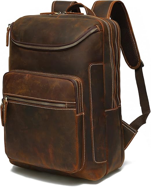 Amazon.com: LANNSYNE Vintage Genuine Leather 16" Laptop Backpack For ...