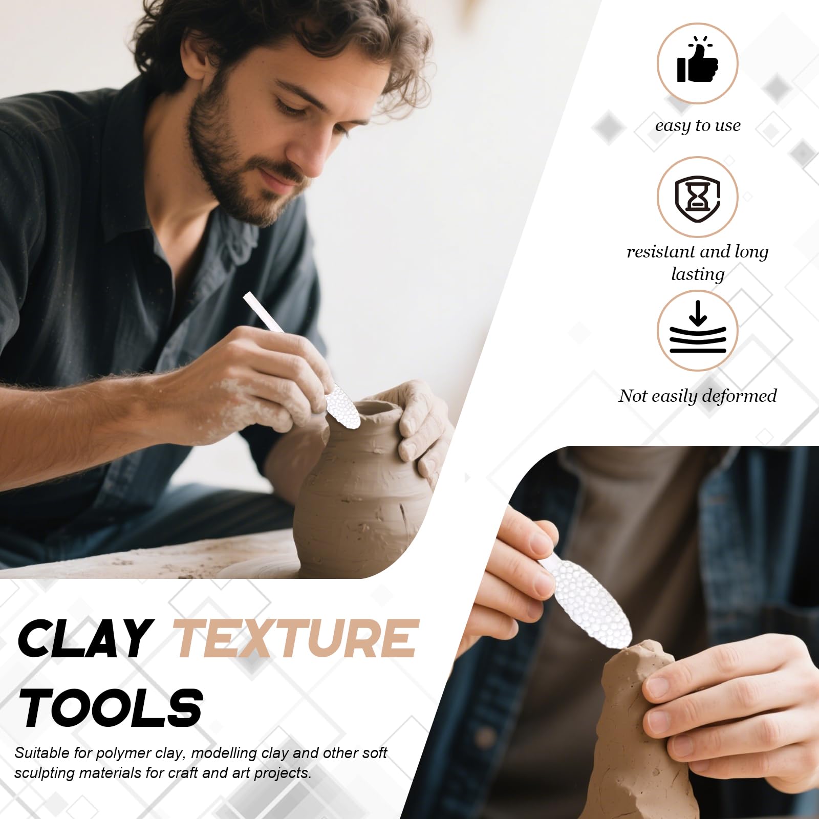 Snapklik.com : Xanadued 5 Pieces Texture Tool Set For Clay Art, Texture ...