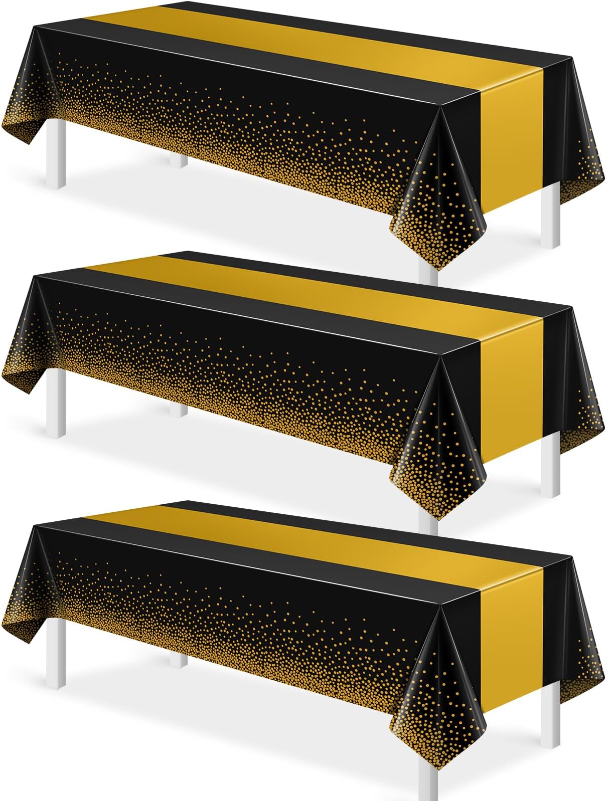 Amazon.com: 12 Pack Black and Gold Tablecloth and Table Runner Set ...