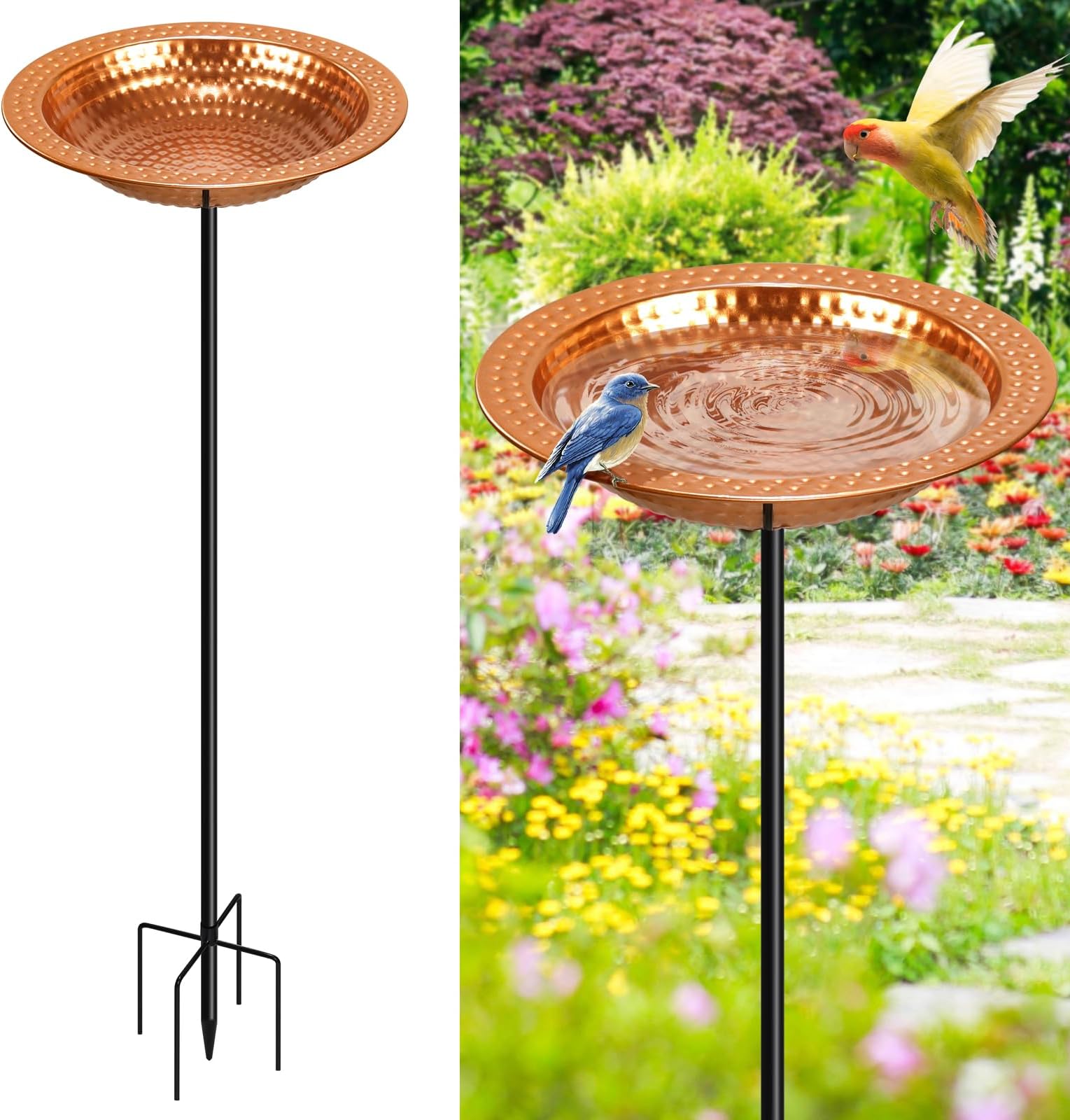 Amazon.com: changqing Metal Bird Bath Feeder Leaf Stake Dual Use for ...