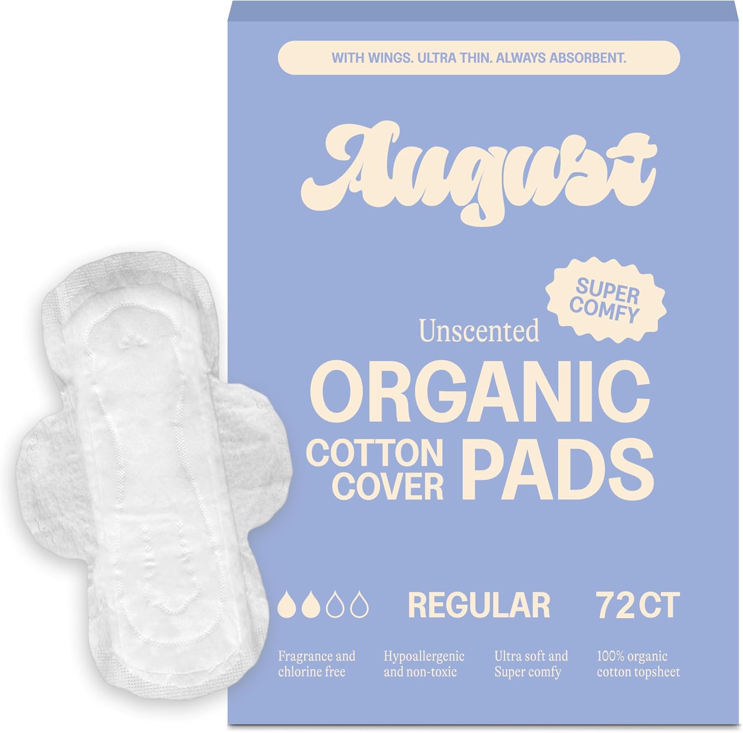 Amazon.com: August Regular Cotton Menstrual Pads, 72-Pack Ultra Thin ...