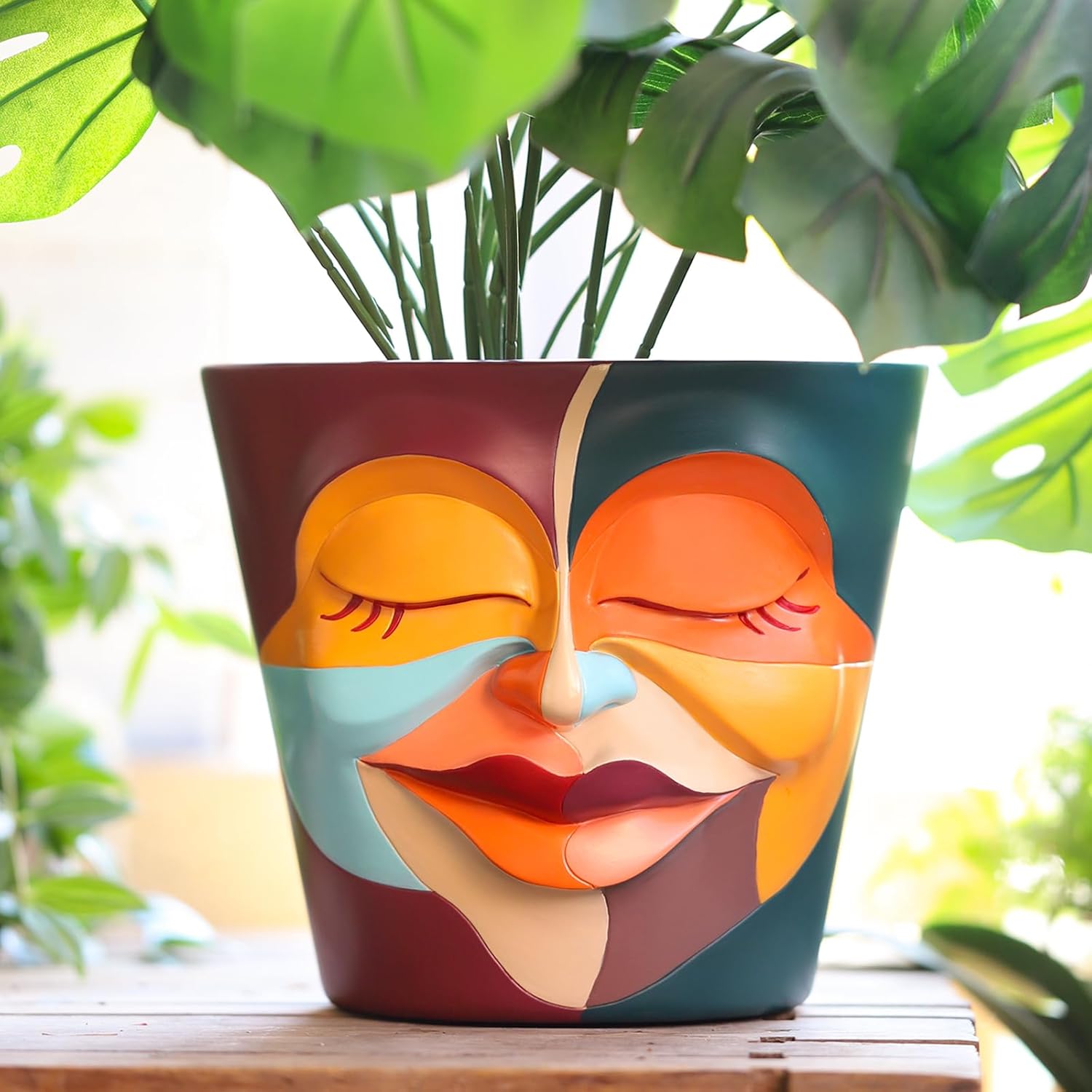 Amazon.com: GUGUGO 8 Inch Abstract Rainbow Head Planter, Unique Face ...