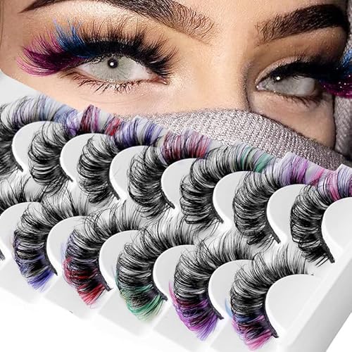 BSLVWG Coloured False Eyelashes Russian Strip LashesFalse Lashes Faux ...