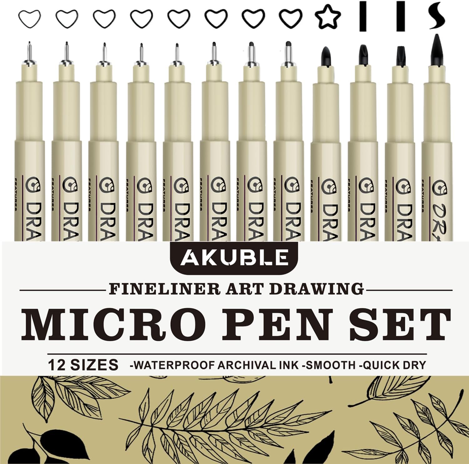 Amazon.com : Drawing Pens Micro Fineliner Art Pens: 12 Black Fine Line ...