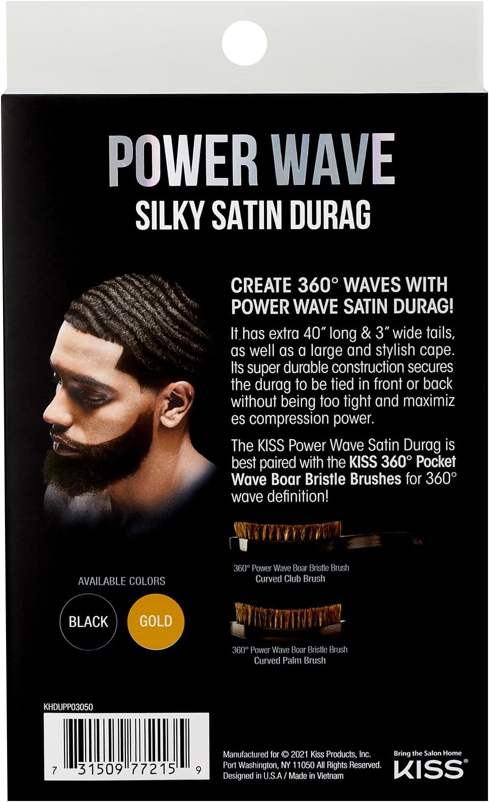 Amazon.com: KISS COLORS & CARE Power Wave Silky Satin Durag - Gold ...