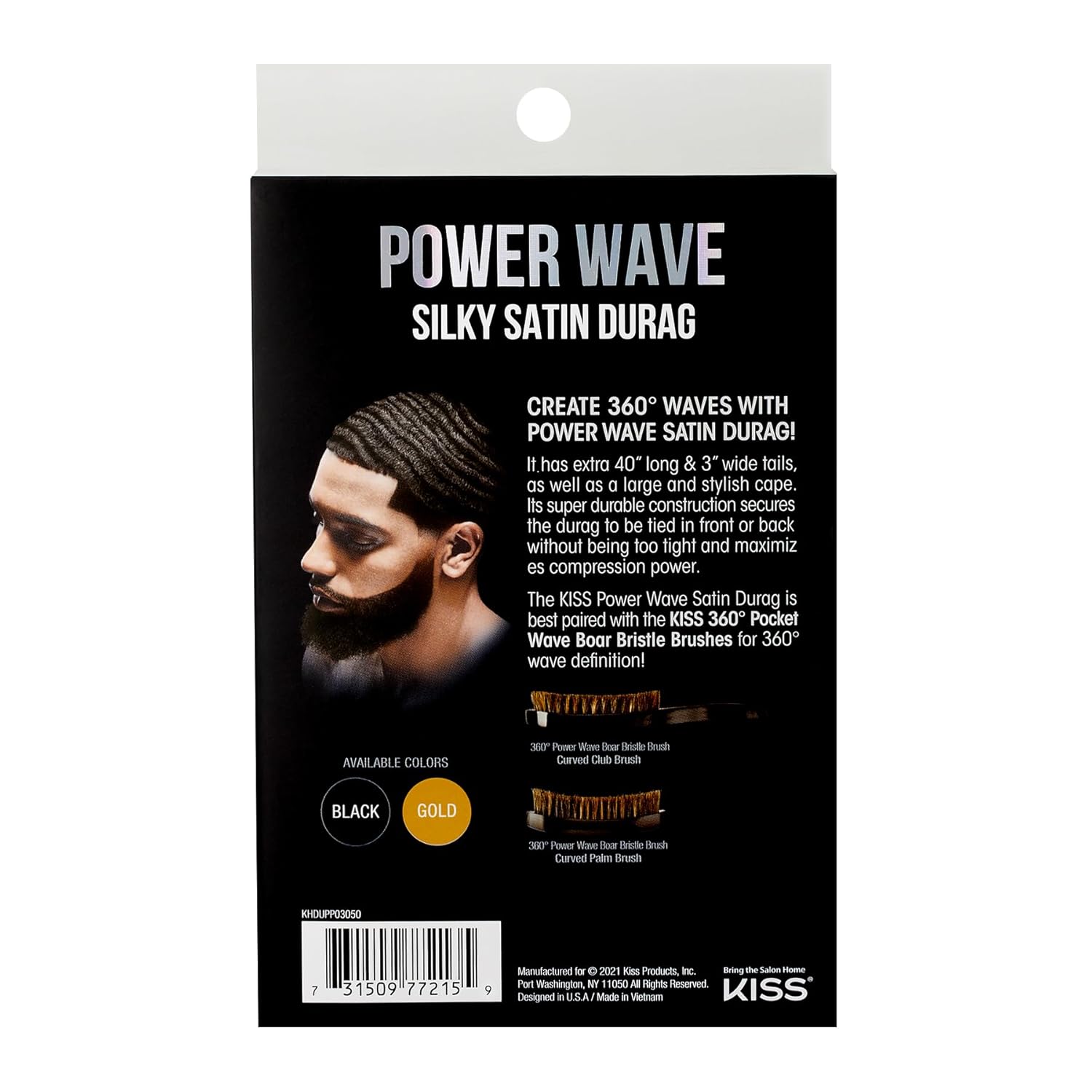 Amazon.com: KISS COLORS & CARE Power Wave Silky Satin Durag - Gold ...
