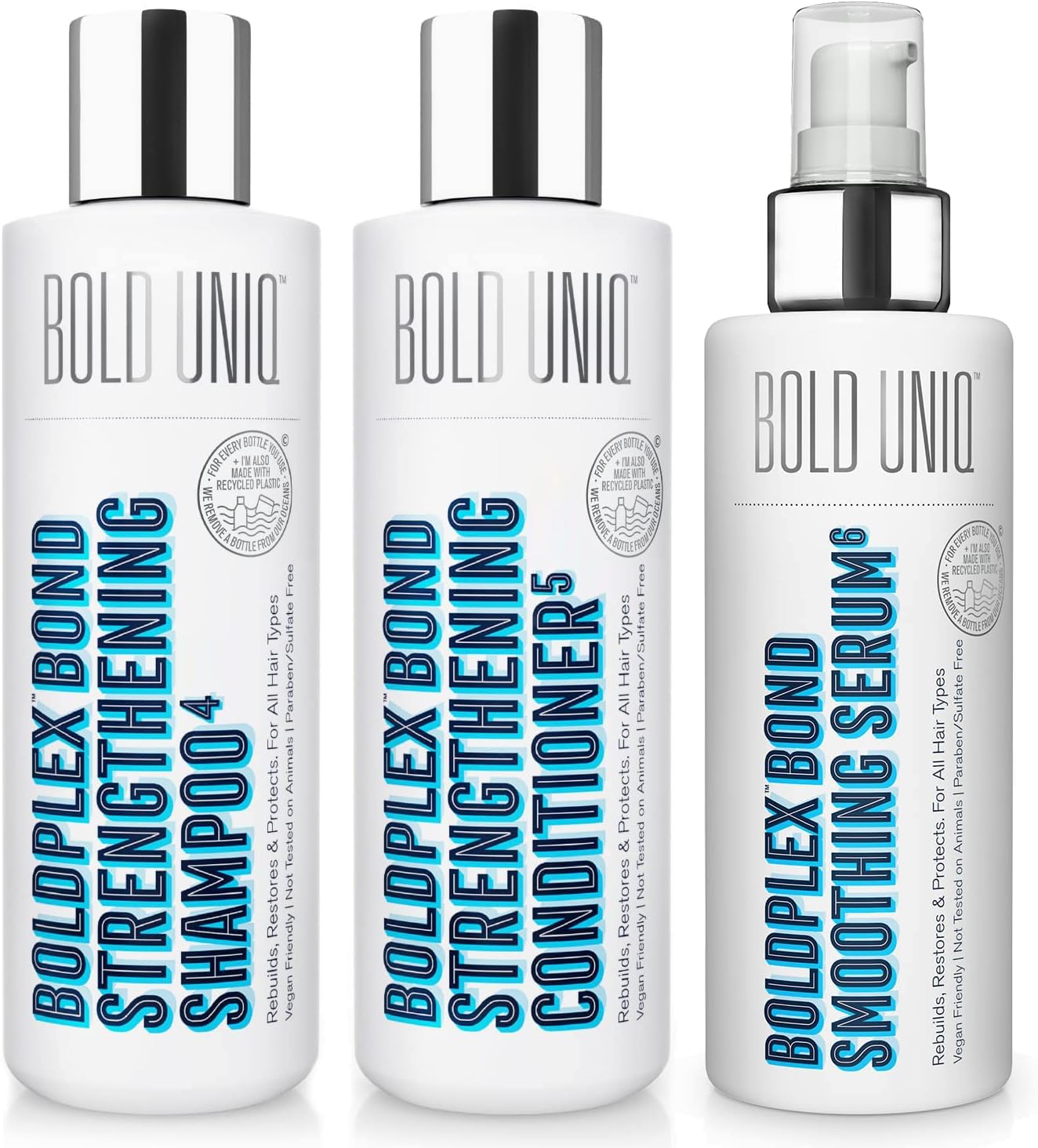Amazon.com : BOLD UNIQ BoldPlex Shampoo, Conditioner and Leave-In Serum ...