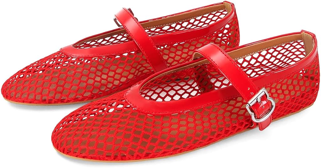 Amazon.com | MICIFA Women's Mesh Ballet Flats Fishnet Ballerina Flats ...