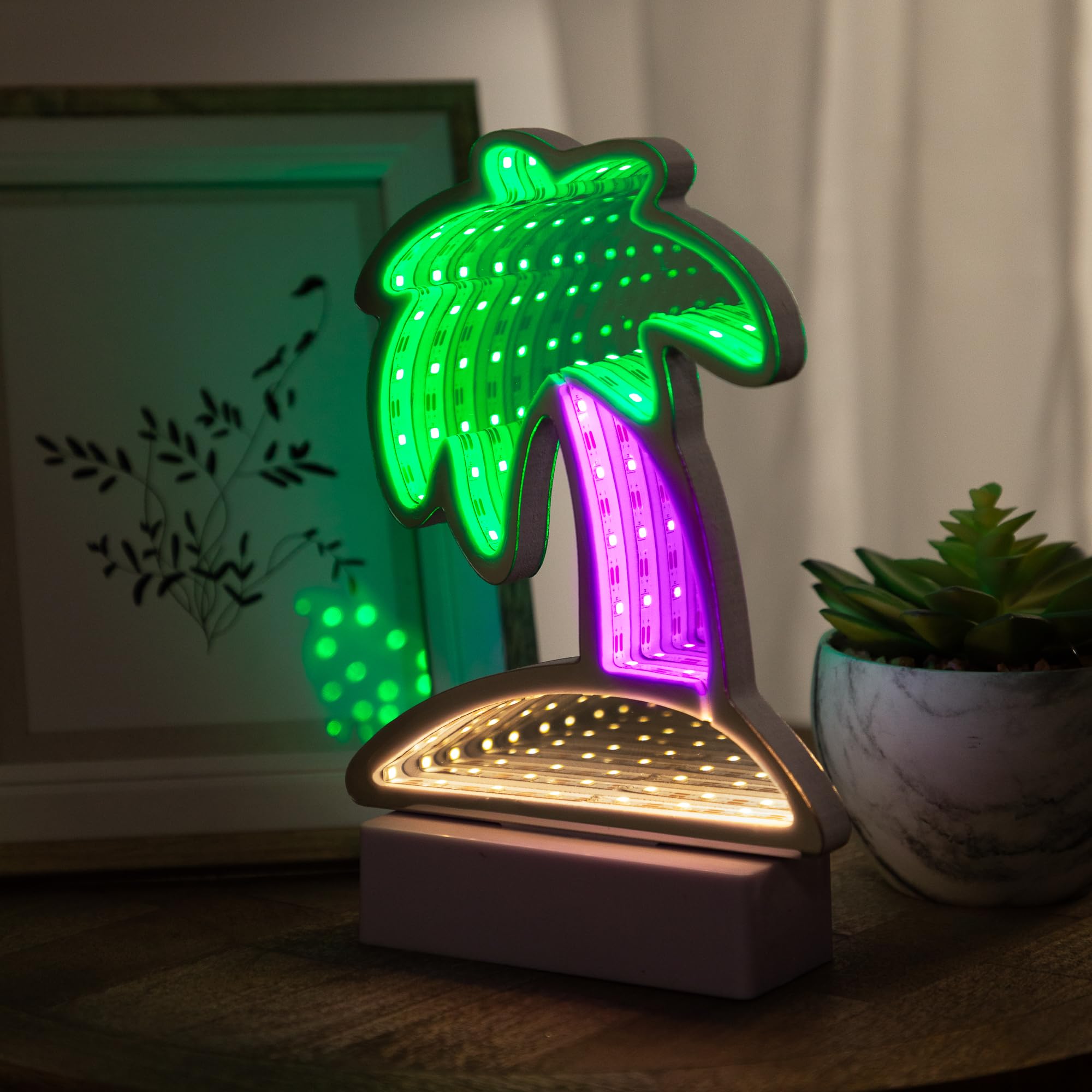 Amazon.com: Northlight LED Lighted 3D Palm Tree Infinity Mirror - 8 ...