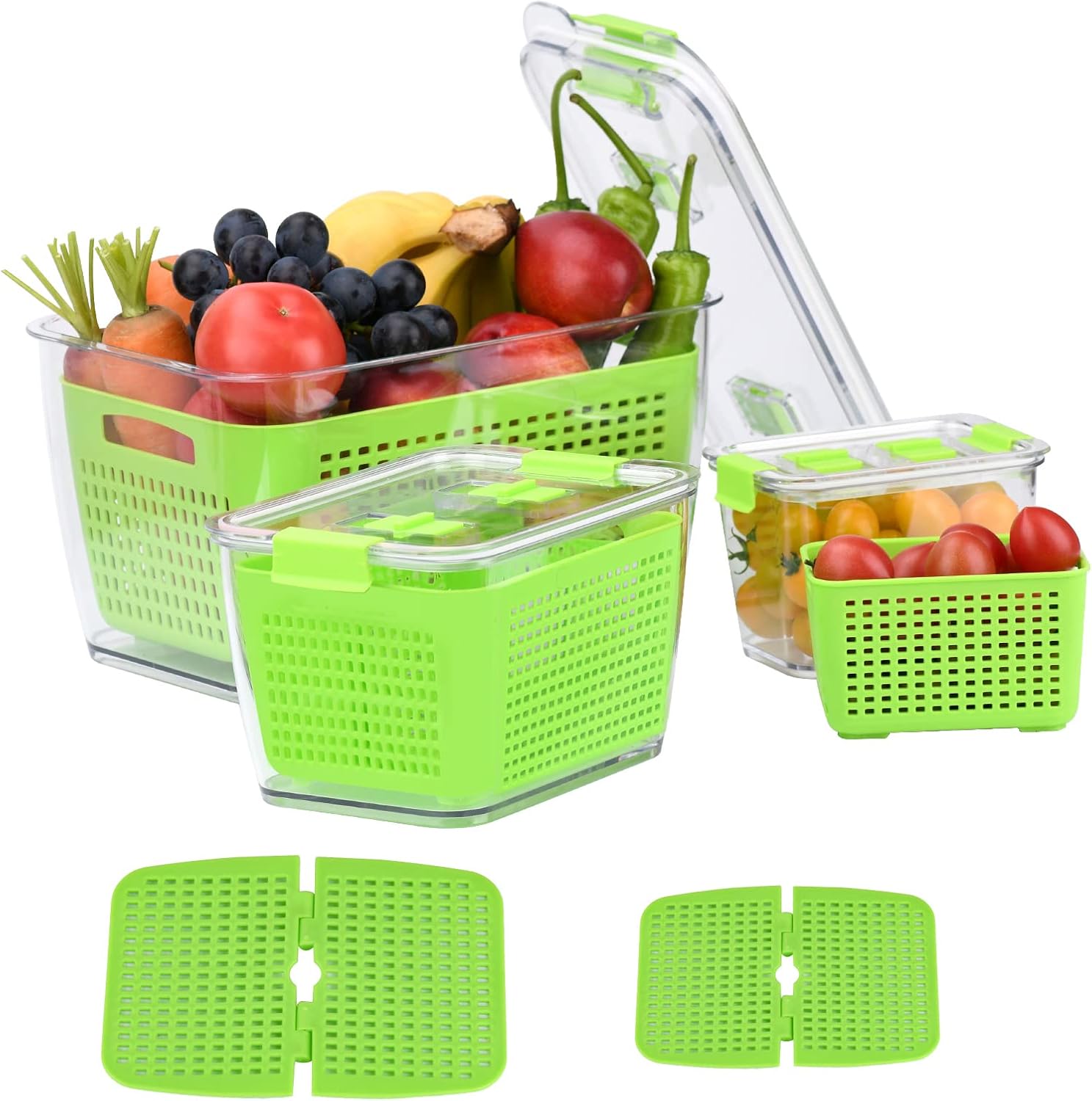Amazon.com: Yustuf 3-pack Vegetable and Fruit Storage Containers for ...