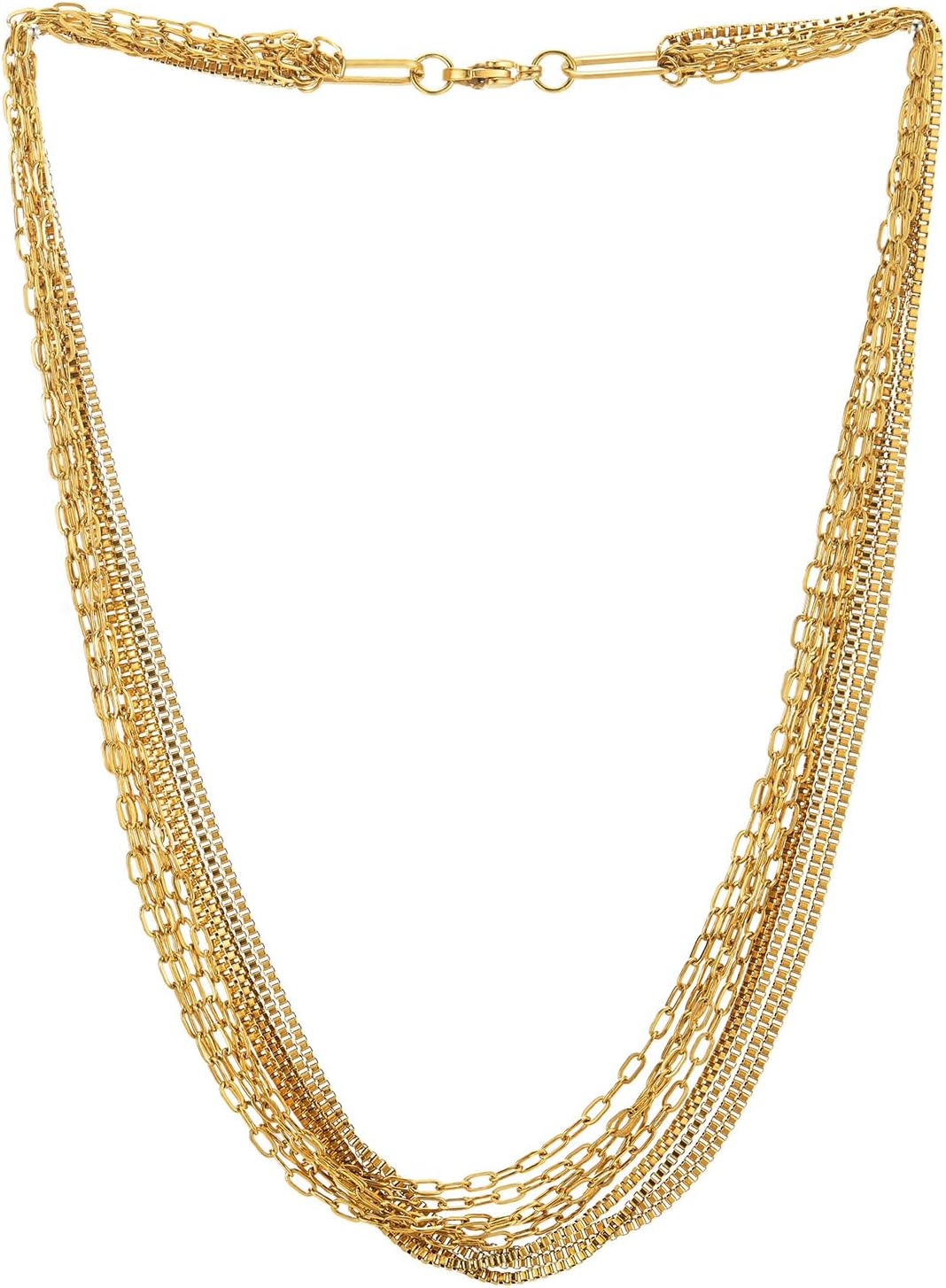 Amazon.com: COOLSTEELANDBEYOND Gold Color Multi-Strand Mixed Chains ...