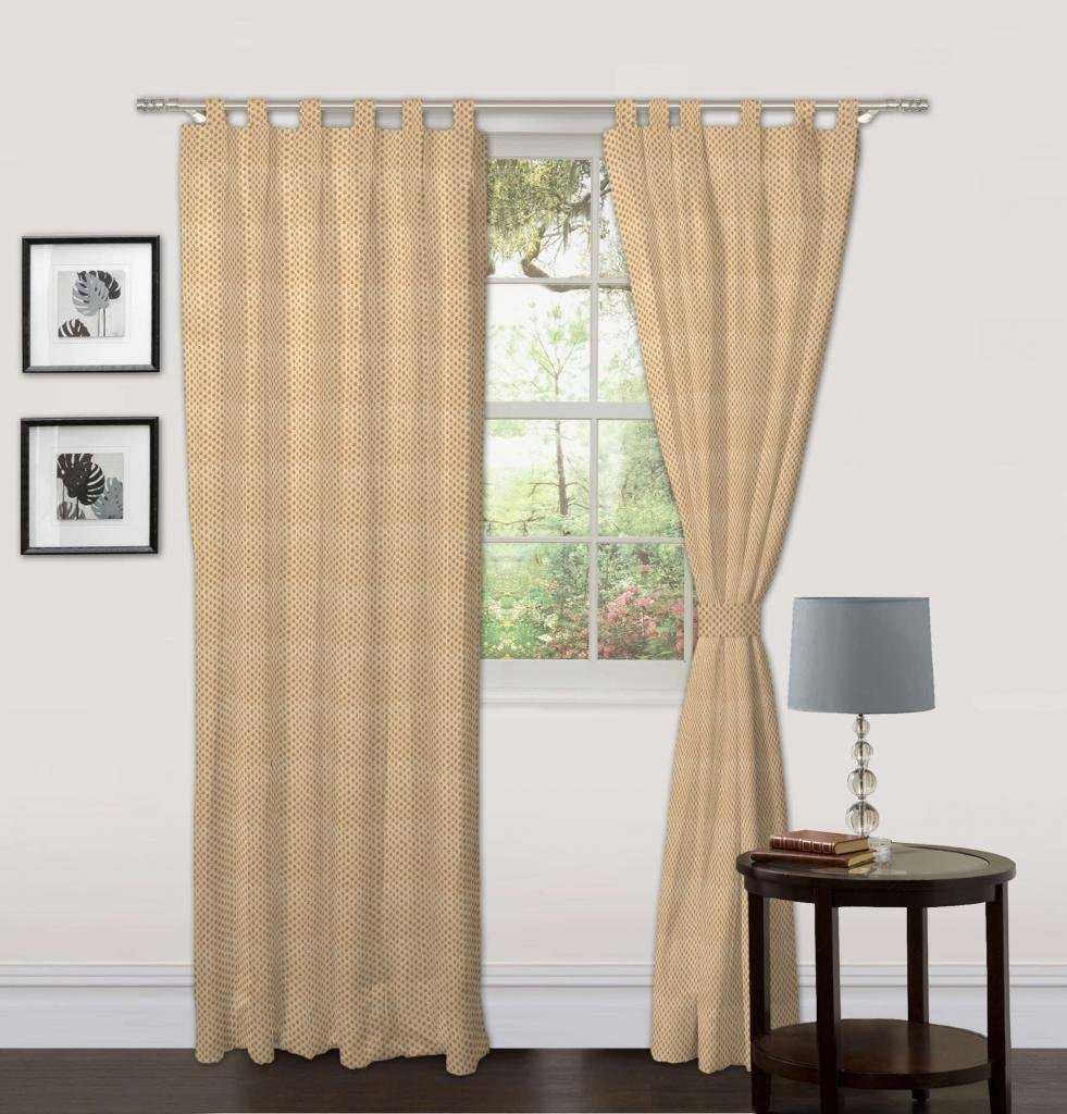 Skipper Tabtop Polycotton Window Curtain - 44"x72", Beige ...