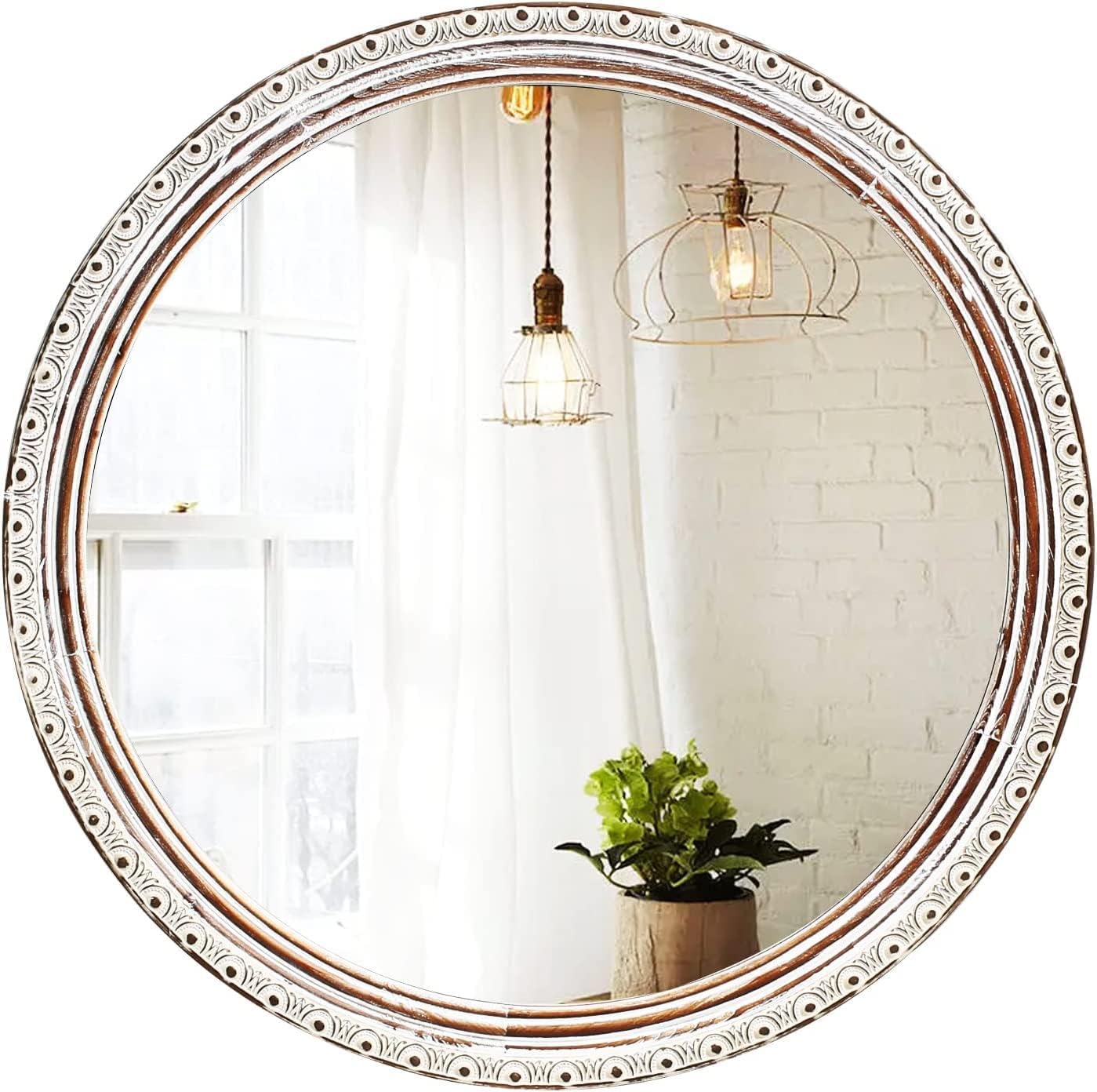 Amazon.com: HCODCIBA Round Wall Mirror 30 Inch,Farmhouse Decorative ...