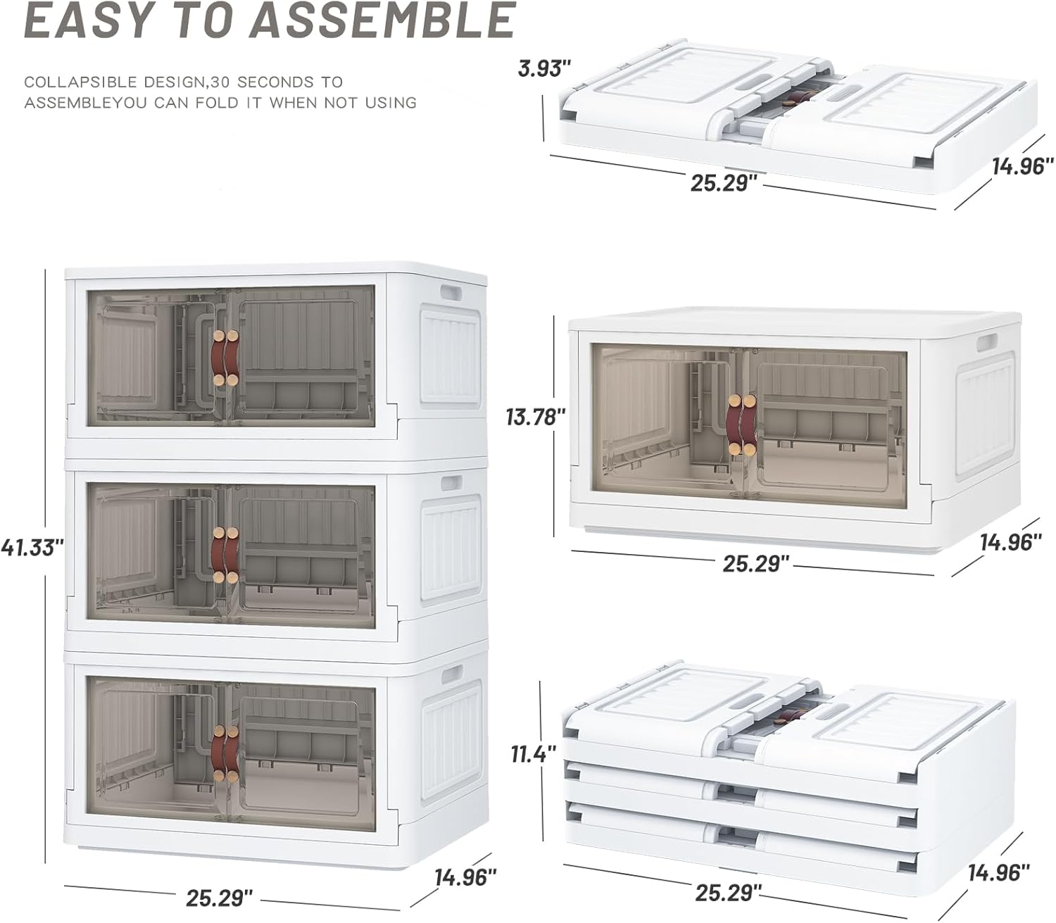 Contenedores de almacenamiento plegables con tapas y puertas, paquete ...