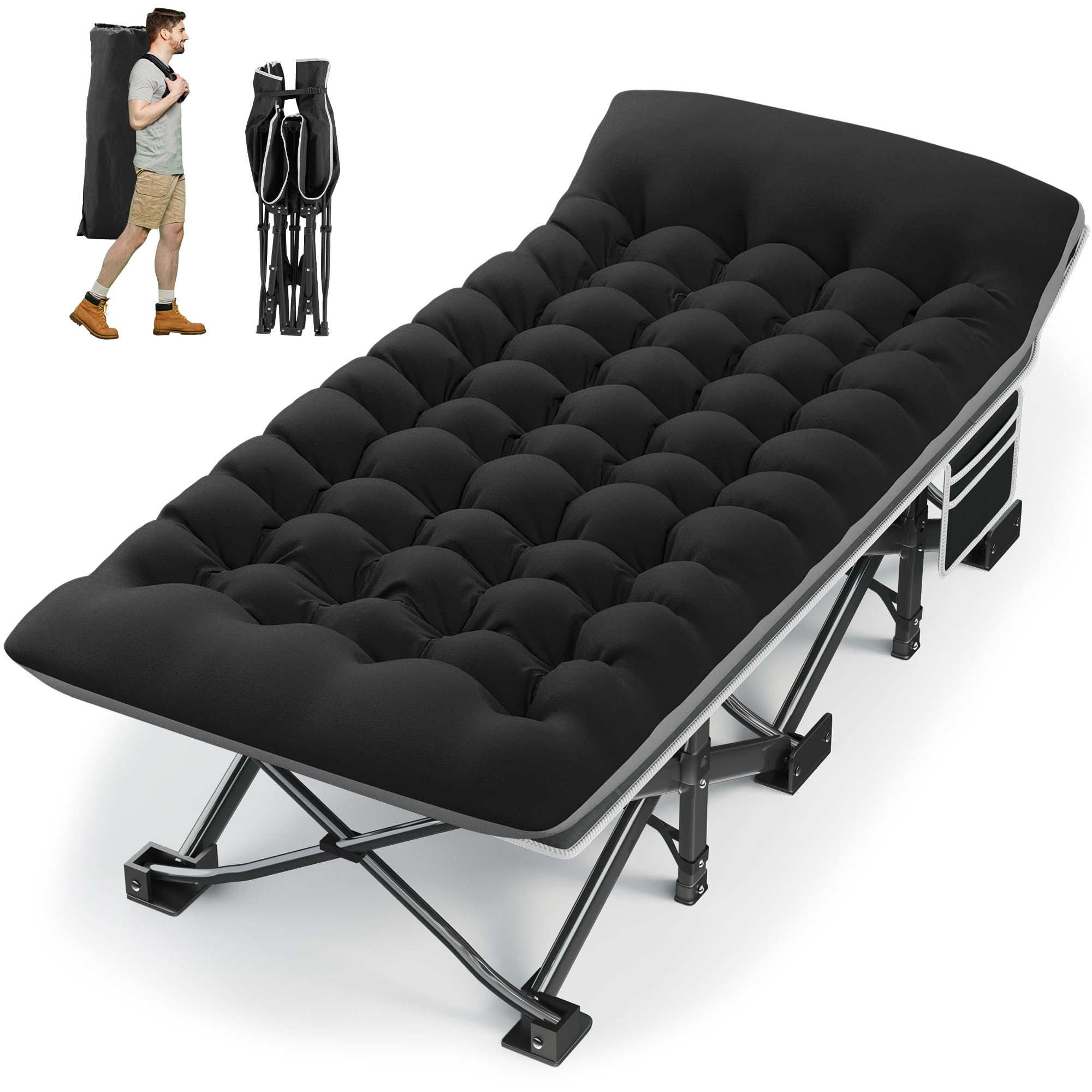 Amazon.com: HABUTWAY Camping Cot with Mattress, 32" Extra Wide Camping ...