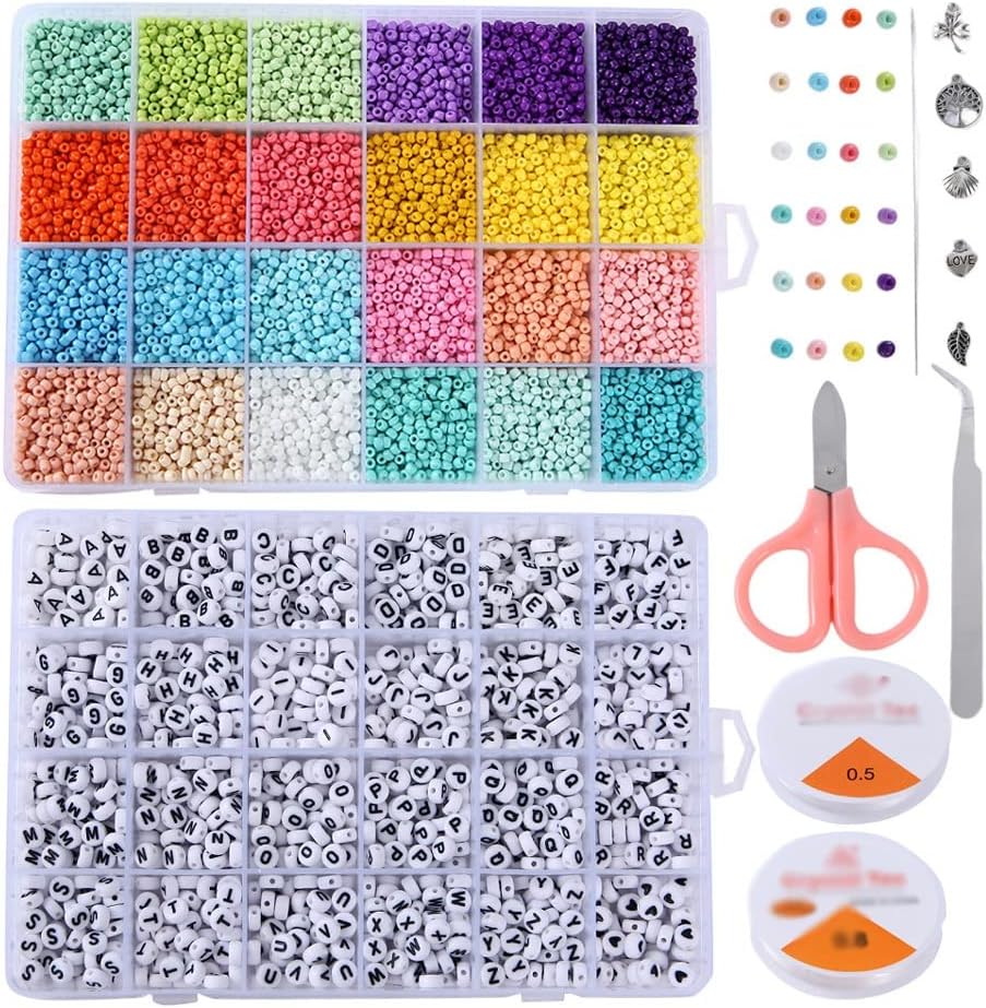 LMMDDP – Juego de 48 cuentas de arroz de vidrio de colores mixtos con ...