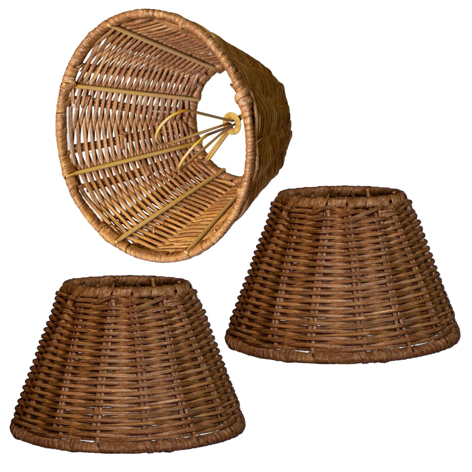 mini lampshades set of 3,Lamp Shade Rattan Clip-On shades,empire/barrel ...