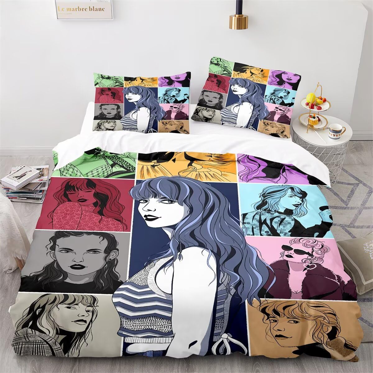Female Singer 3D Printed Quilt Cover Single 135 x 200 cm T-Swift 3 ...