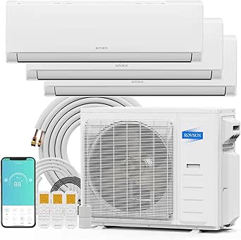 Amazon.com: ROVSUN 35000 BTU Tri Zone WIFI Mini Split AC/Heating System, 19 SEER2 3 Zone 12000 ...