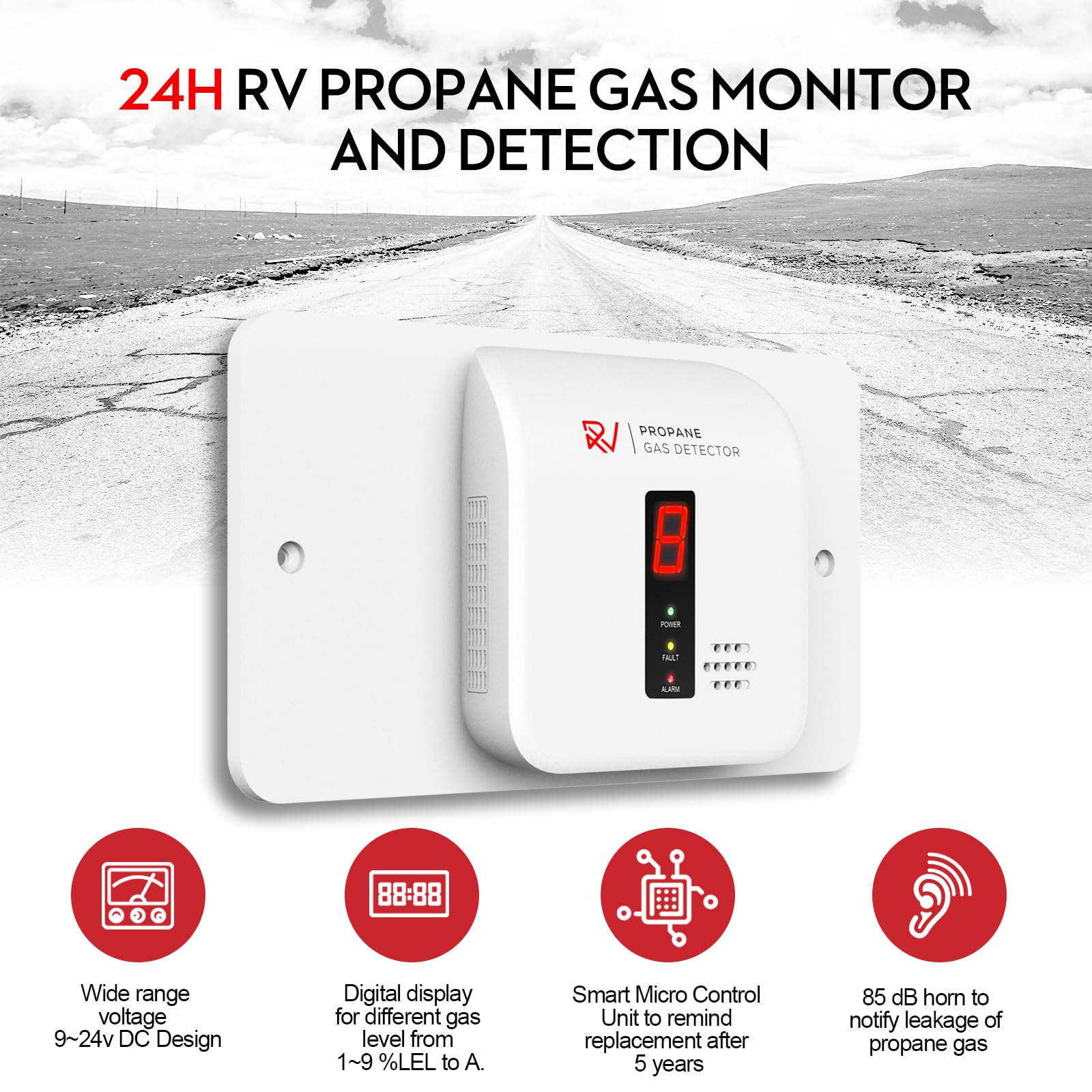 Snapklik.com : TECHAMOR RV Propane Gas Detector, R601 RV Hardwired DC ...