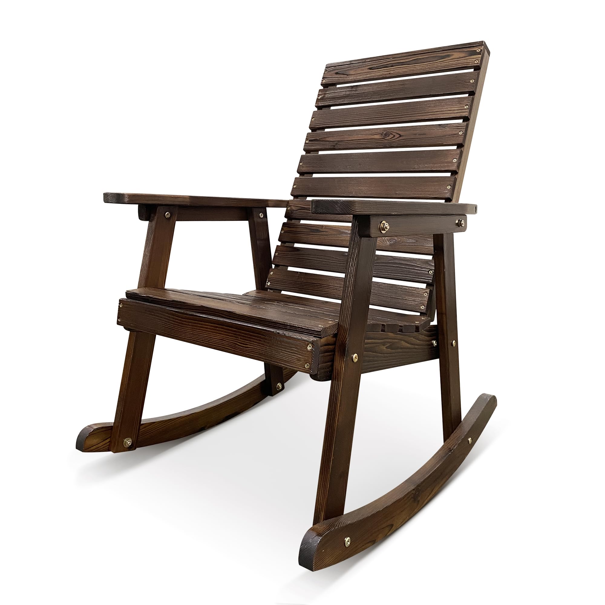 Amazon.com: Mega Casa Wooden Rocking Chair with High Backrest and ...