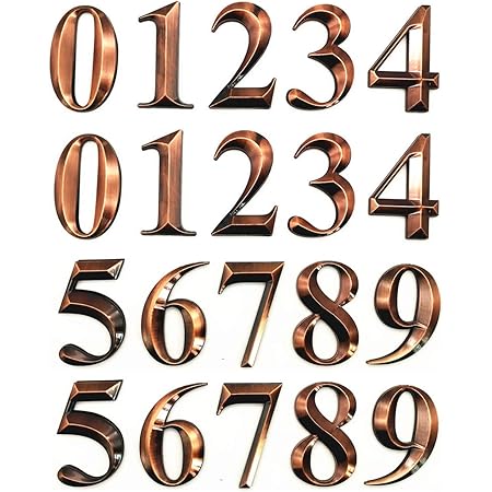 Amazon.com: 10 Pieces 2.75" (Pack 0 to 9, Shiny Bronze) 3D self ...