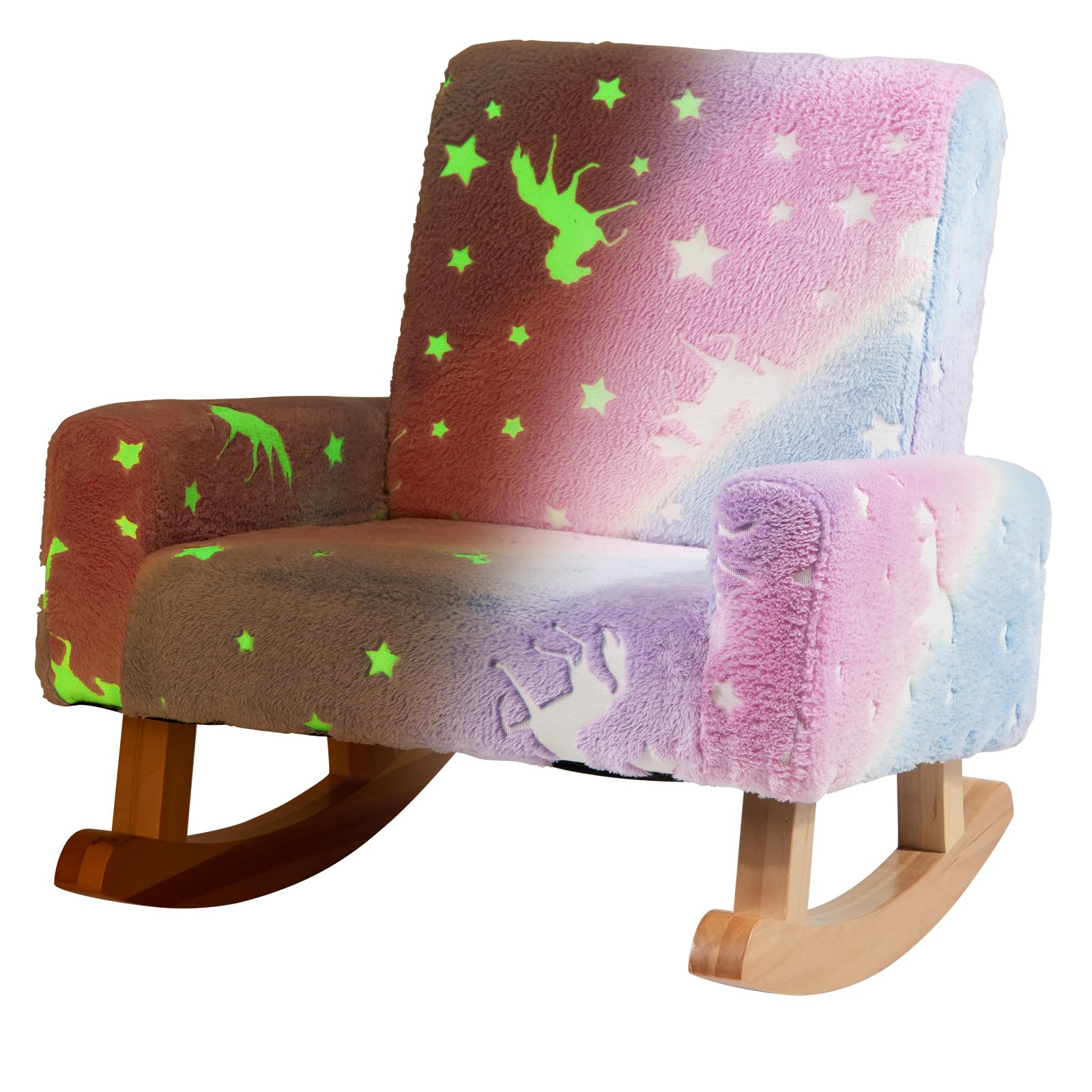Amazon.com: Costzon Kids Rocking Chair, Glow in The Dark, Upholstered ...