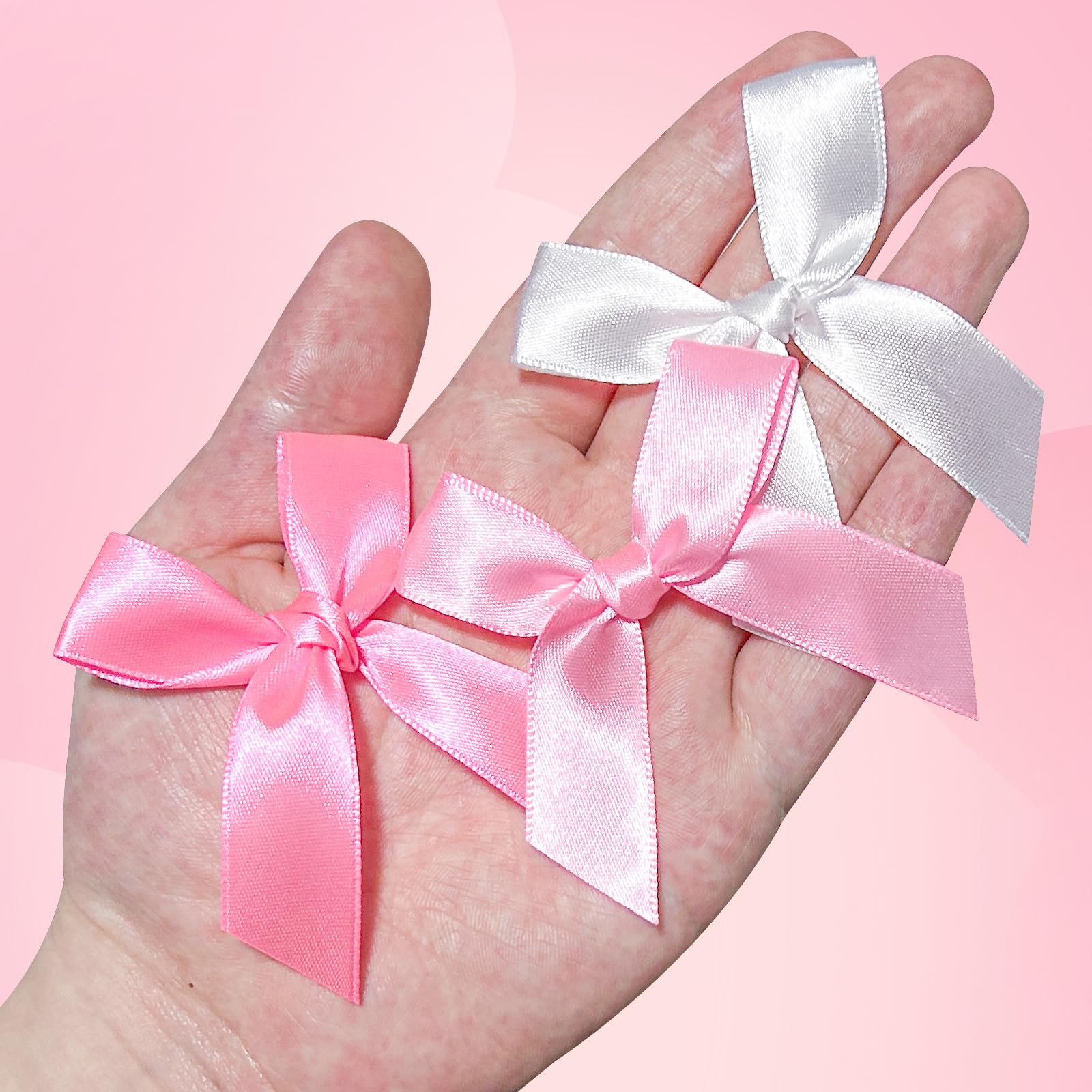 DIY Craft Ribbon Bows 120 Pcs Mini Pink Satin Bows With Adhesive Dots ...