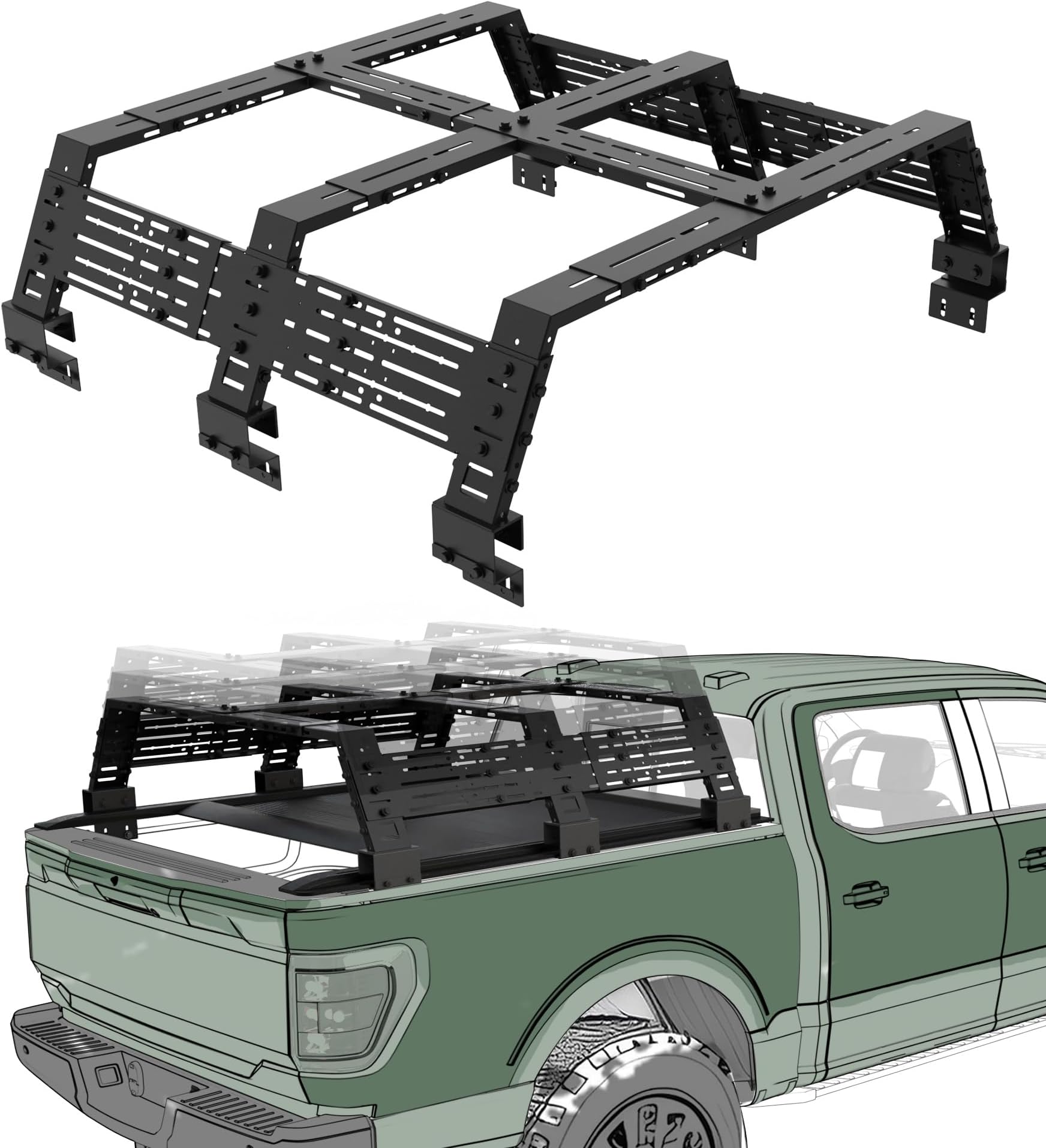 Amazon.com: Flynsu Truck Bed Rack Adjustable Height 14.5'' to 17.3 ...