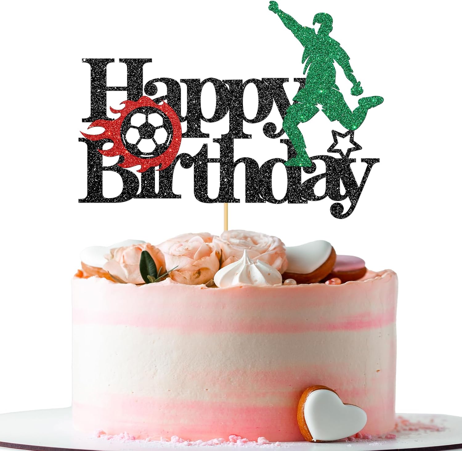 Amazon.com: Embhhor Happy Birthday Cake Topper, Soccer Cake Topper ...