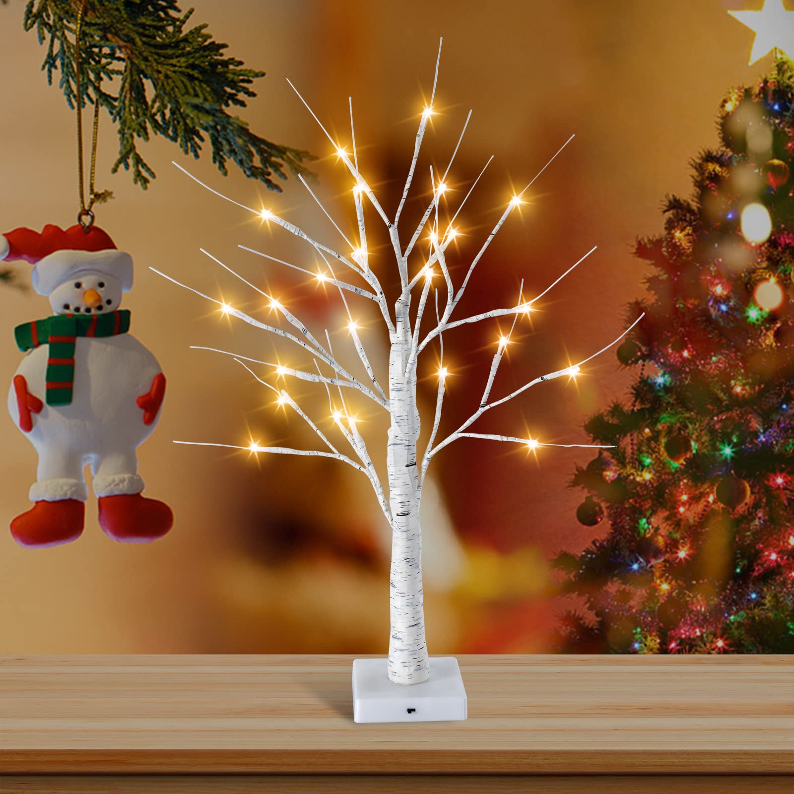 2FT/24 Lighted Birch for Table Decor, Battery Powered Artificial ...