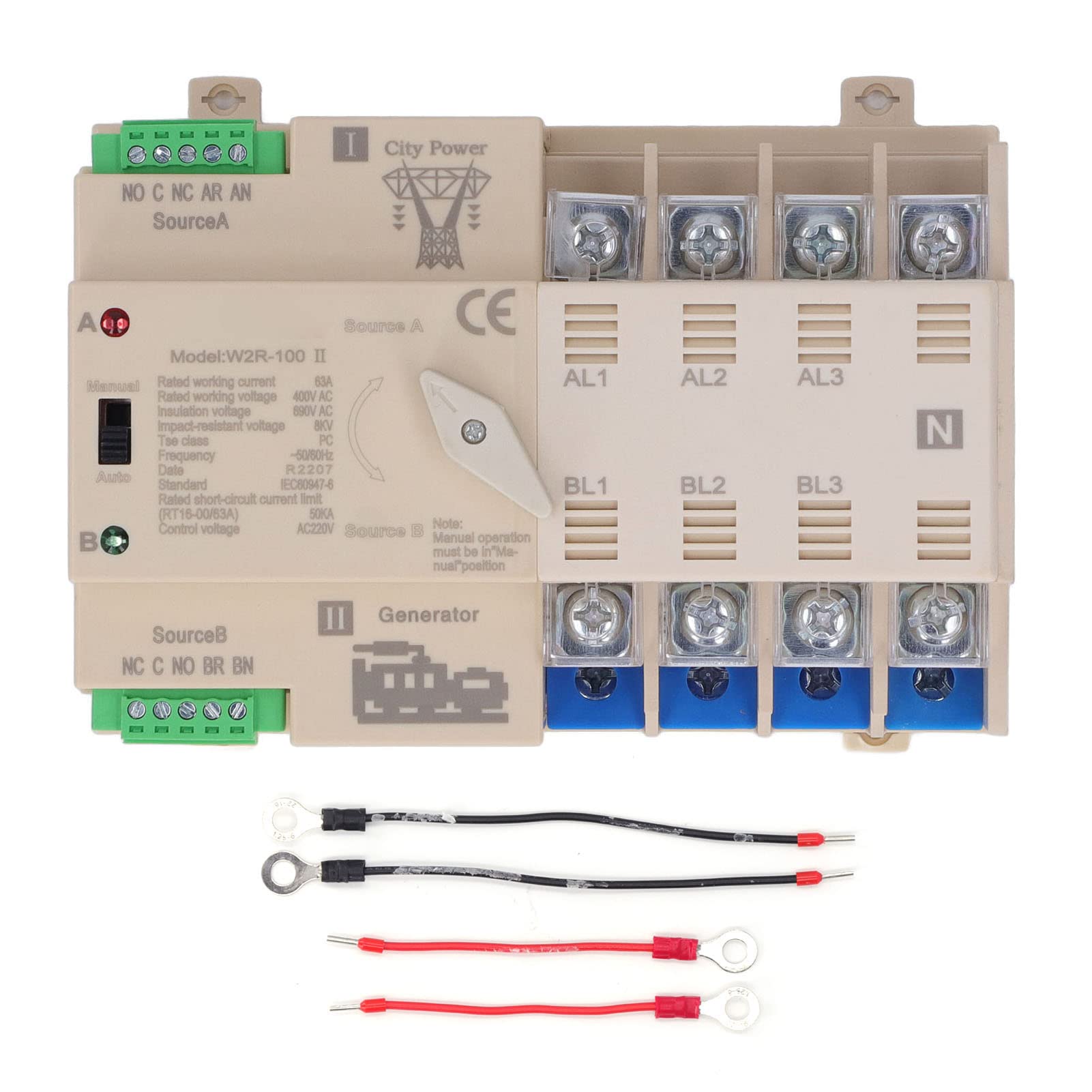 Buy 4P Automatic Transfer Switch, 63a ATS Dual Power Automatic Transfer ...