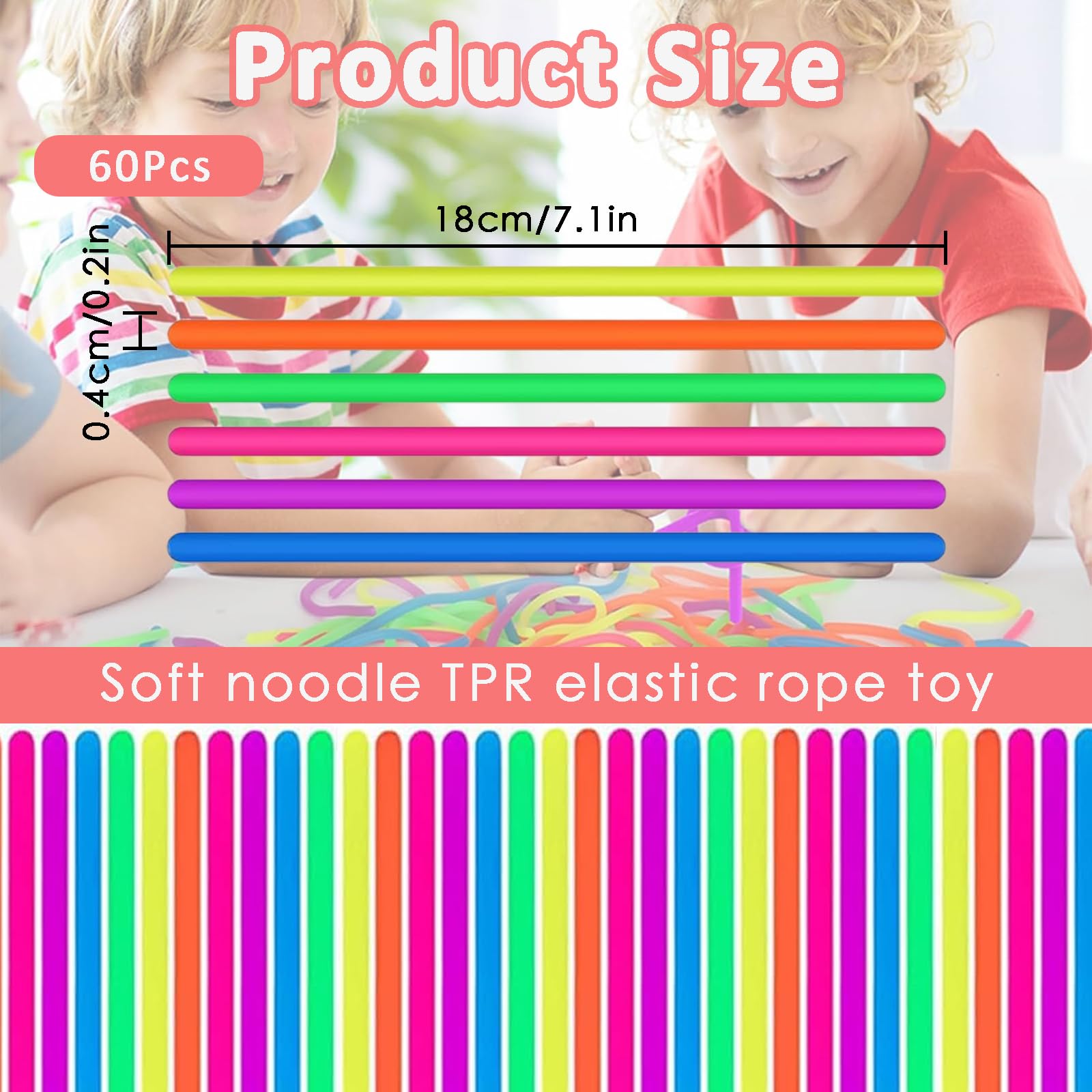 60Pcs Monkey Noodles, Stretchy Fidget Toy, Monkey Noodles Fidget Toy ...