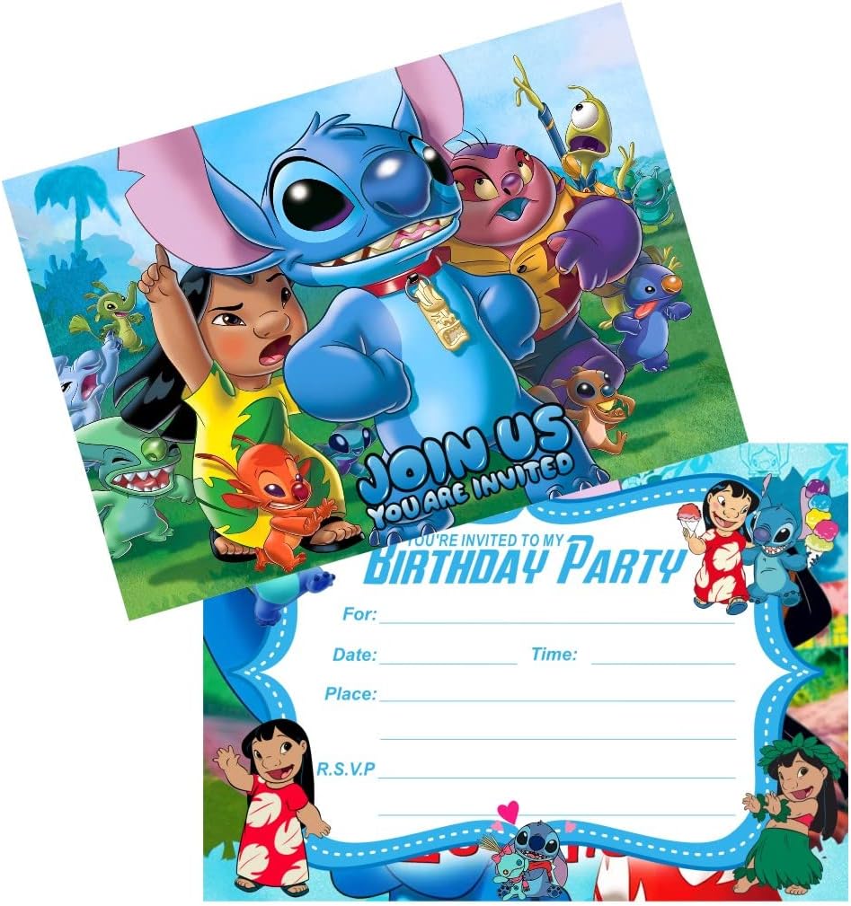 Amazon.com : db11 20pc Stitch Birthday Party Invitations,Party ...