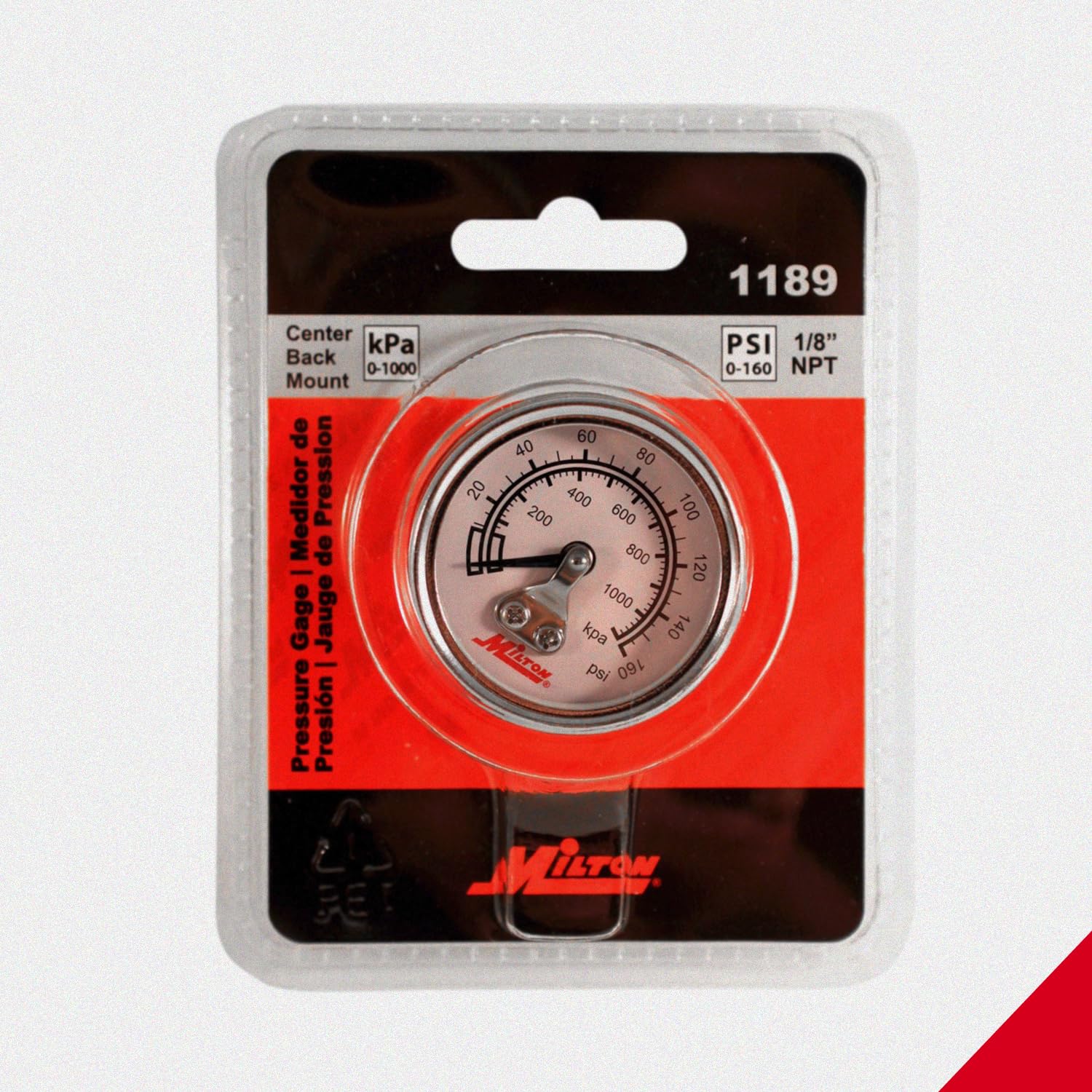 Snapklik.com : Milton Mini High Pressure Dial Gauge, Brass, 1/8" NPT