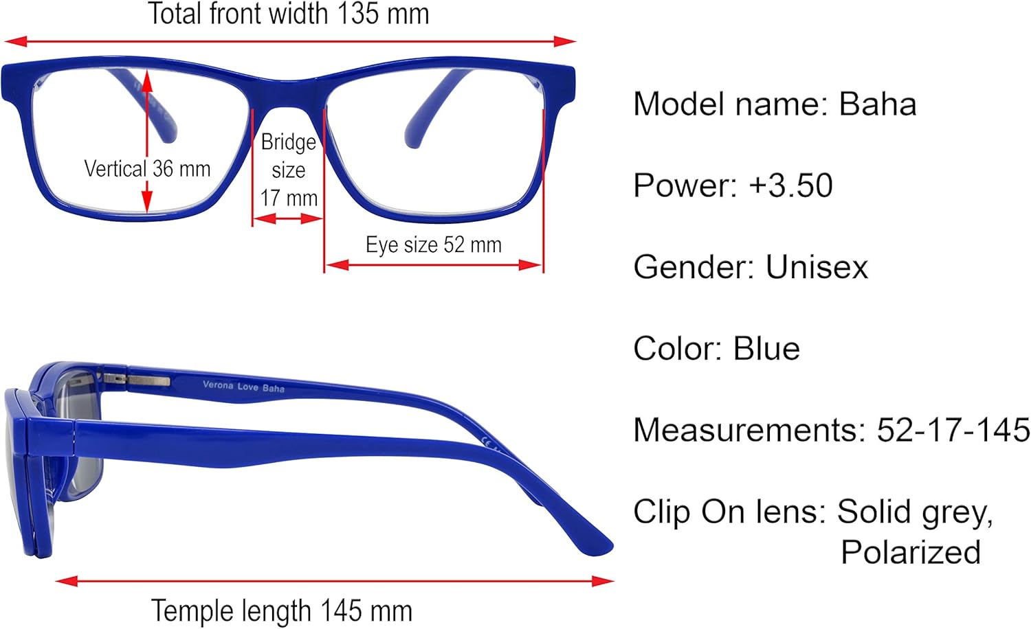 Verona Love BAHA Clip On Magnetic Sunglasses, Polarized Magnetic Sun ...