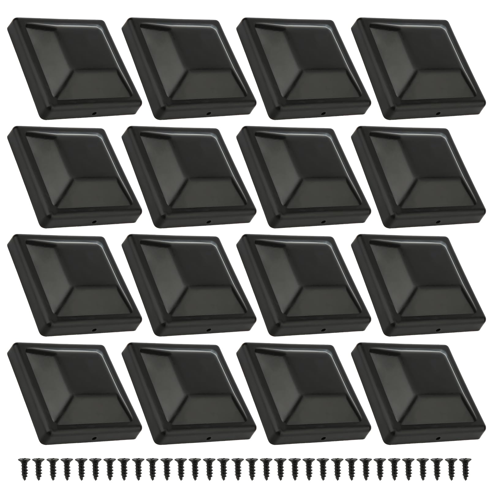 16pcs Fence Post Caps, Black PP Plastic Fence Post Caps 4x4 (3.6x3 ...