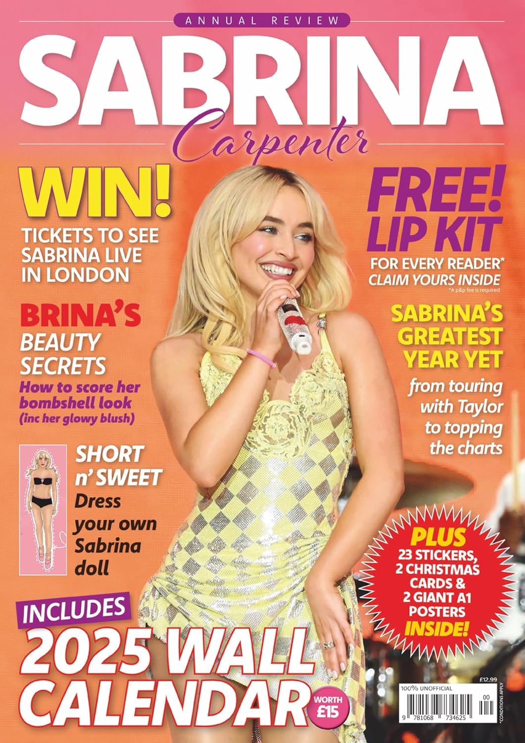 Sabrina Carpenter Magazine And 2025 Wall Calendar 23 Stickers Stunning ...