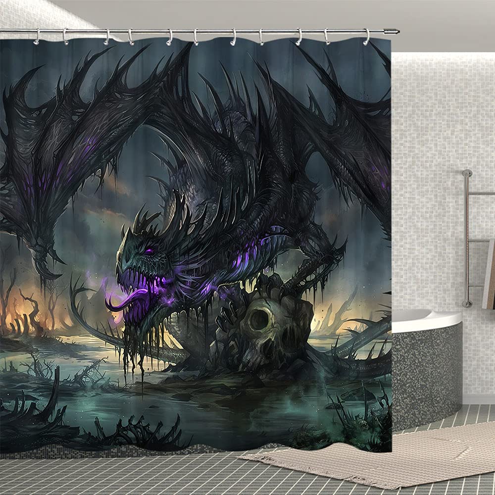 Purple Dragon Skulls On Fire