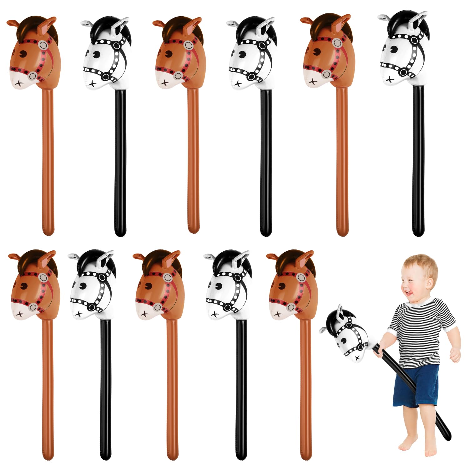 Amazon.com: 12pcs Inflatable Stick Horse, Horse Head Stick Balloon ...
