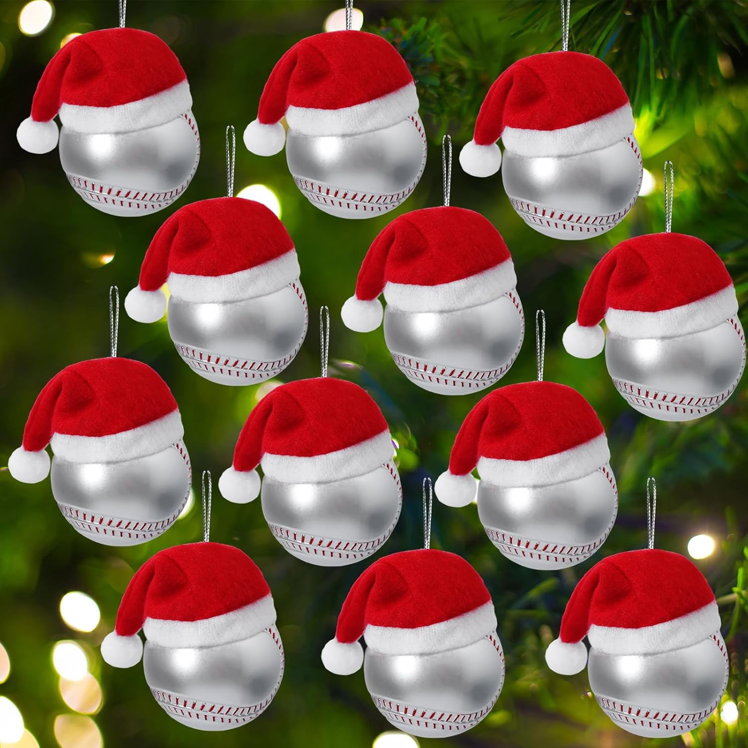 Amazon.com: 12 Sets Baseball Christmas Ornaments Sports Theme Christmas ...