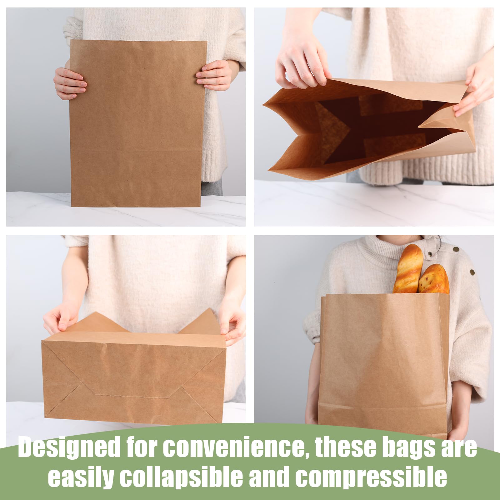 Snapklik.com : 100PCS Paper Grocery Bags, Brown Paper Bag Heavy Duty ...