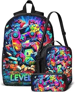 Amazon.com: School Backpack Set for Boys 3pcs Game Boys Backpack with ...