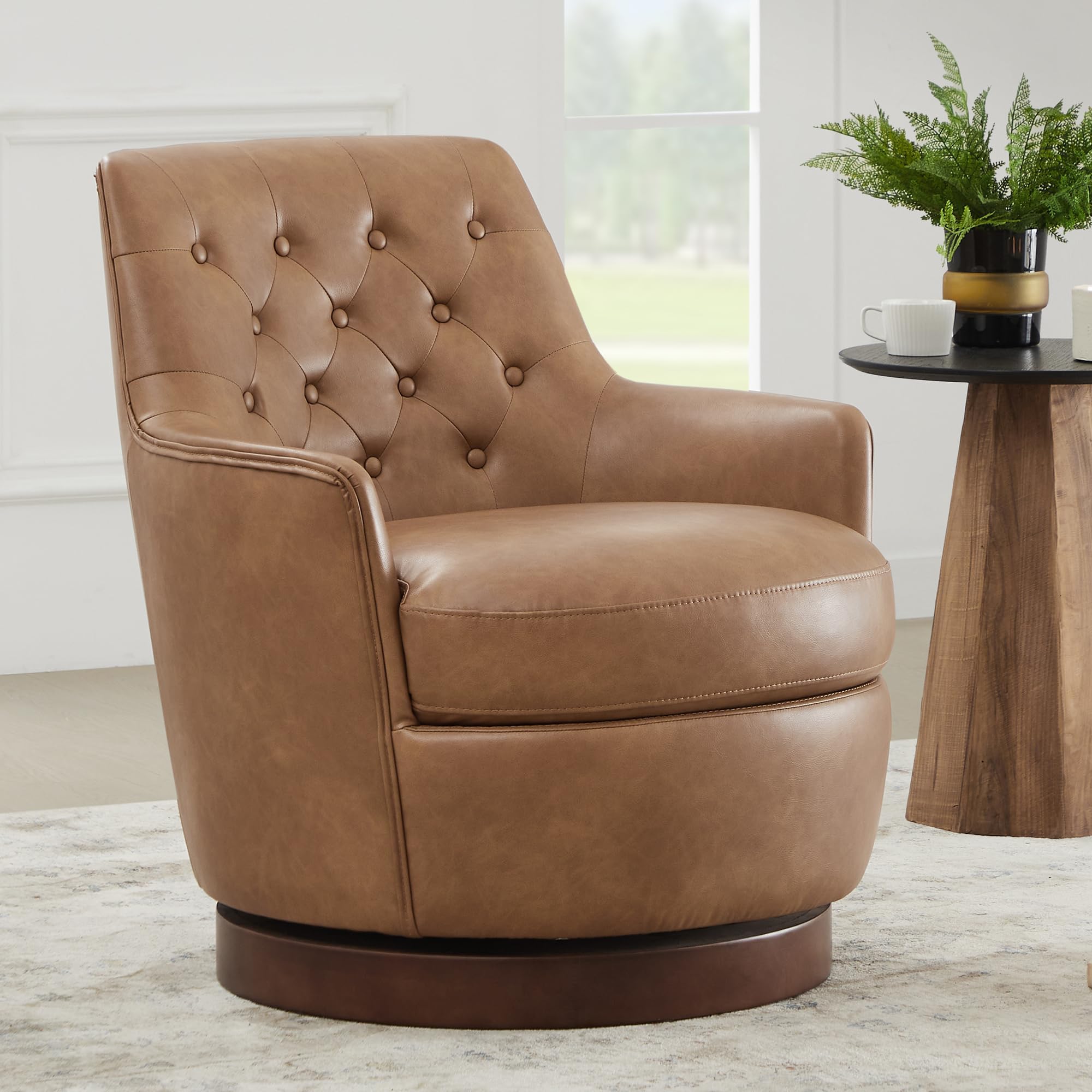 Amazon.com: Watson & Whitely Swivel Barrel Accent Chair, Tufted ...