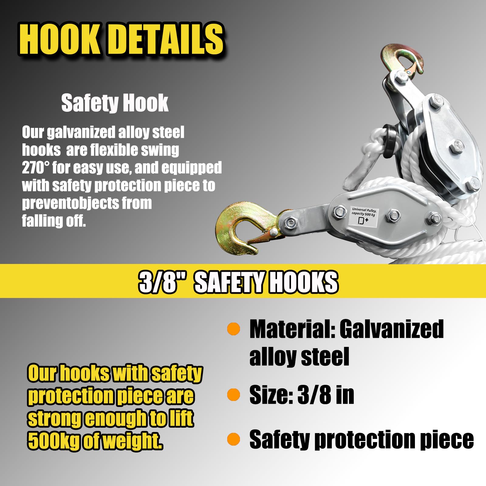 Snapklik.com : FITHOIST Block And Tackle 4400LBS Breaking Strength ...