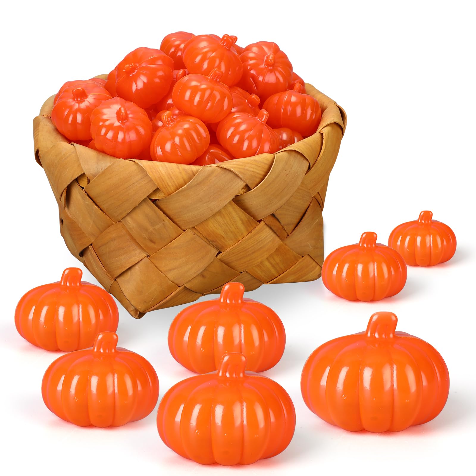 Amazon.com: 120 Pcs Fall Artificial Pumpkin Bulk Mini Orange Harvest ...