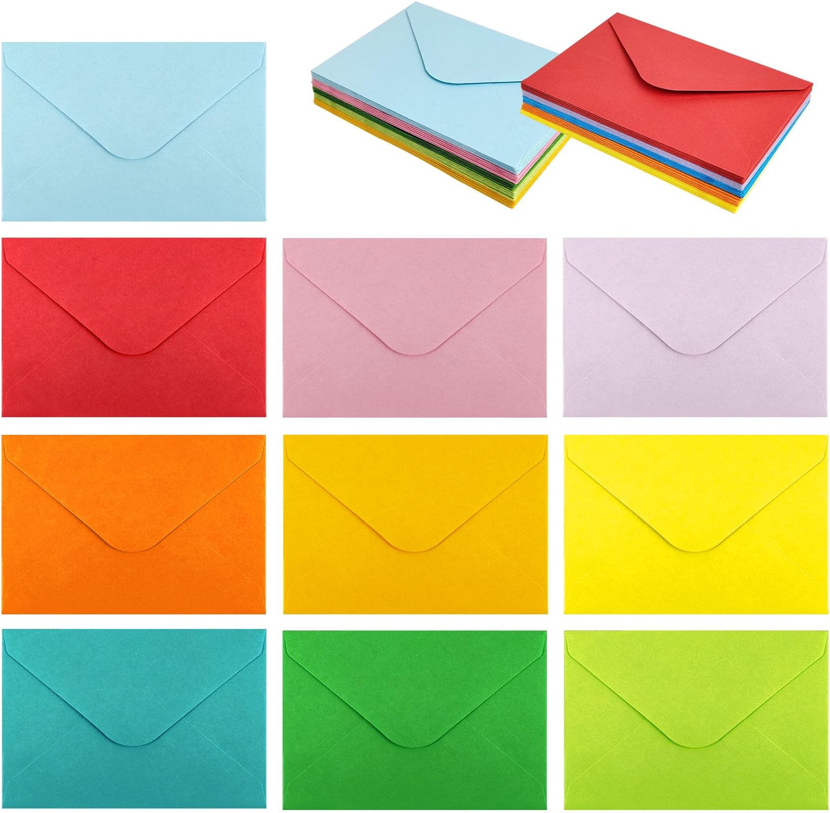 Amazon.com : Bastex 60 Count Mini Small Colored Envelopes. 4.7 x 3.2 ...