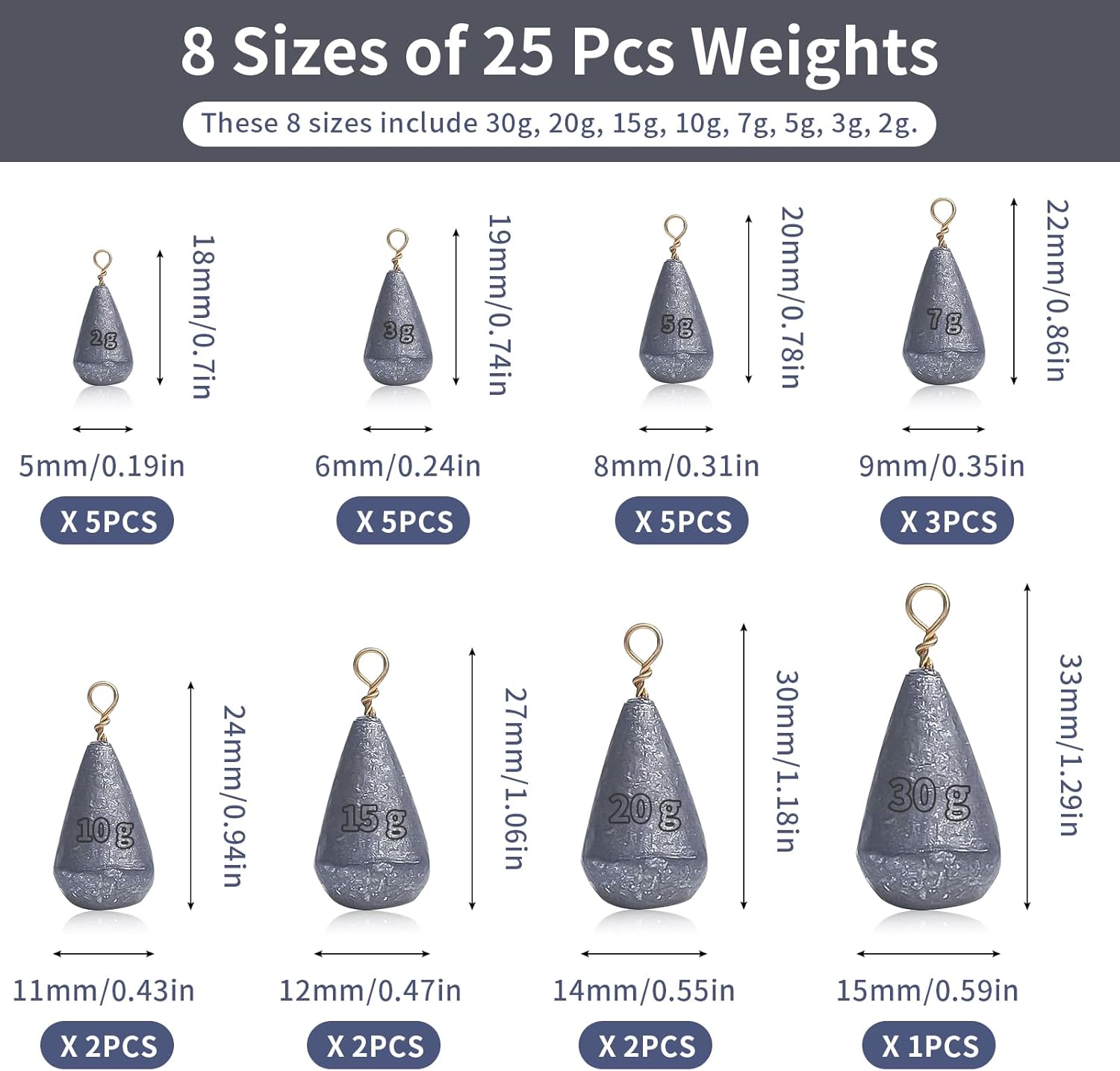 SULIVES 25 Pcs Fishing Weights Set - Deep Sea Fishing Weights Mixed for ...