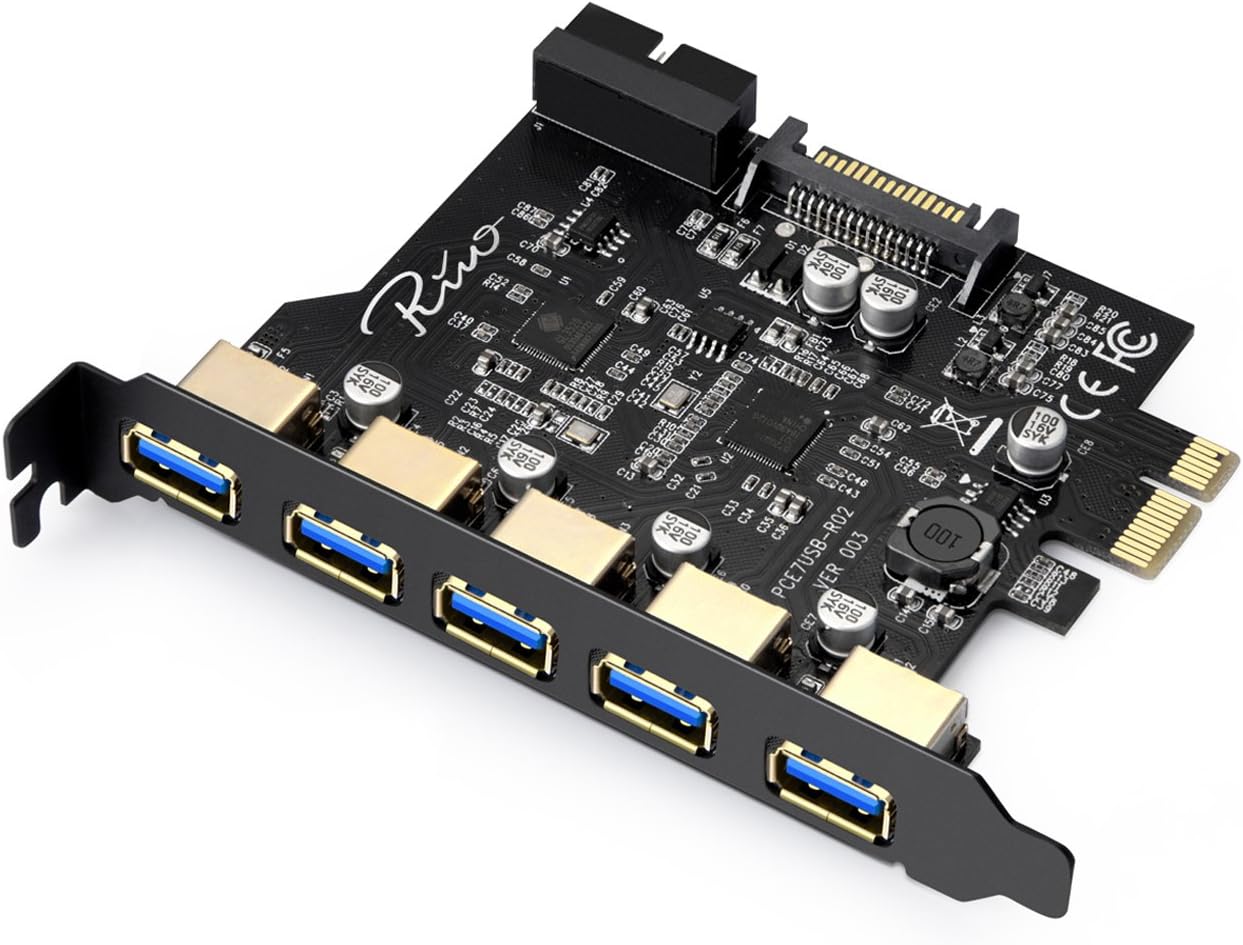 Rivo PCI Express Riser USB 3.0 Card 5-Port PCI Extender Card and 4 Pin ...